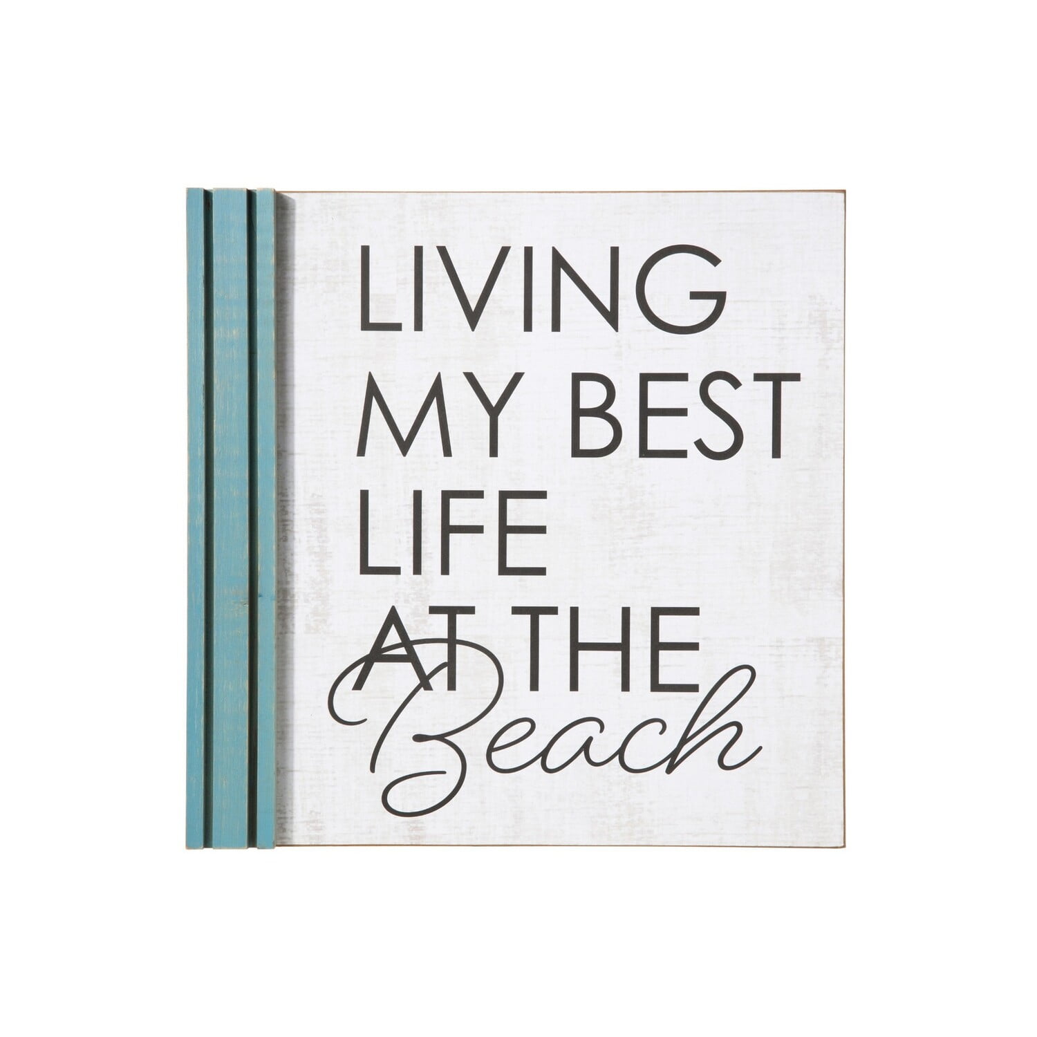 Benzara Wall Art with LIVING MY BEST LIFE AT THE BEACH Script , White ...