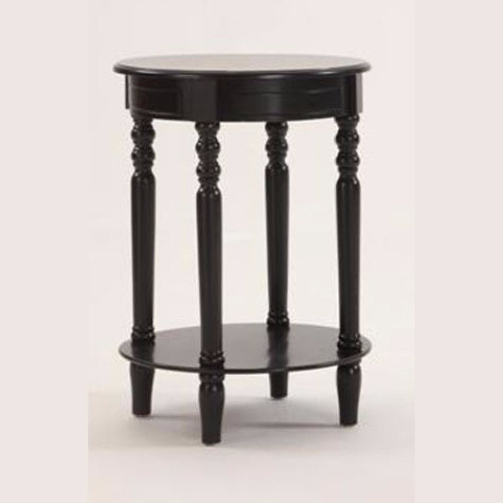 Benzara Wooden Round Chairside Table With Shelf, Black - Walmart.com