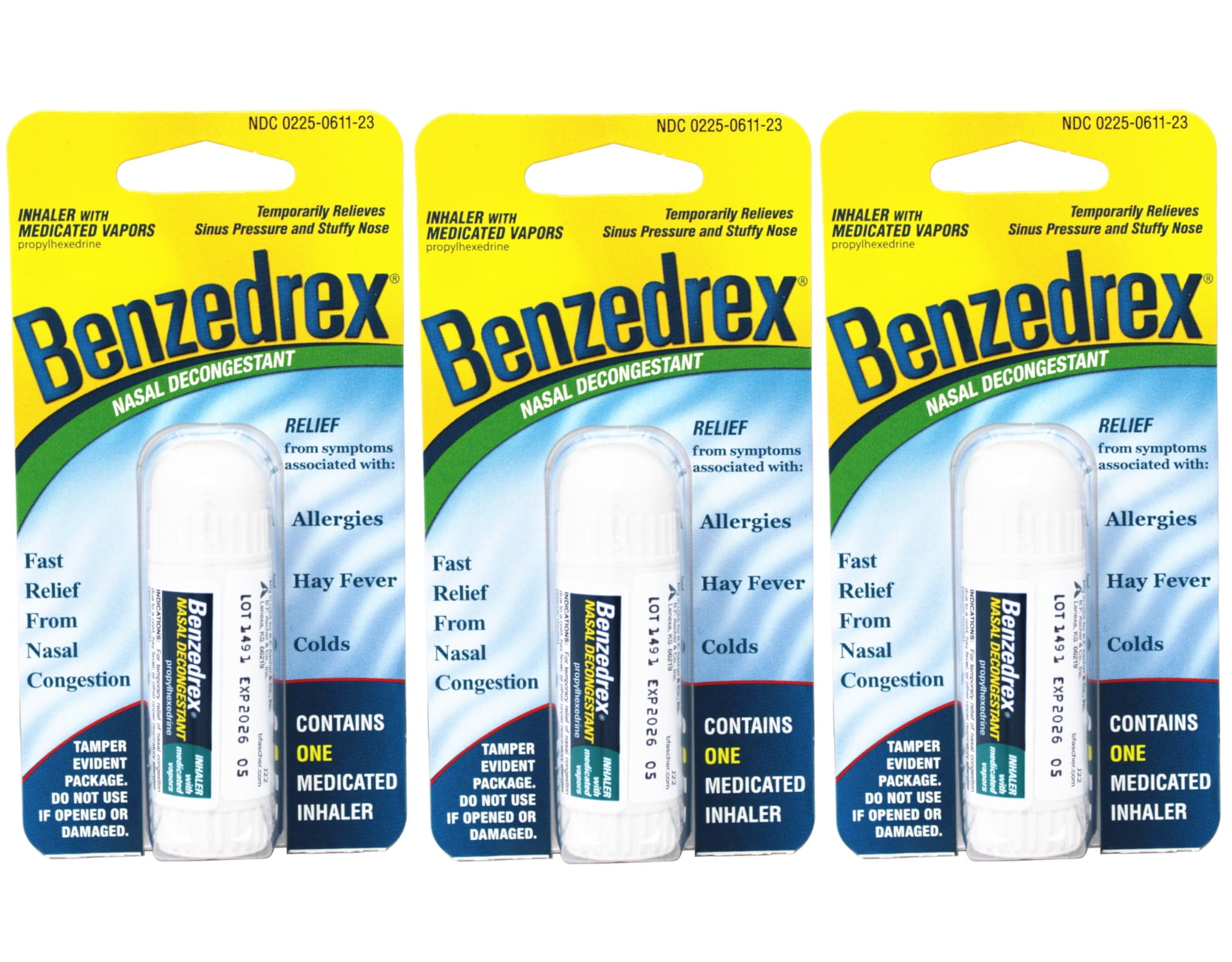 Benzedrex Inhaler Nasal Decongestion Quick Relief Allergies, 1ct, 3 ...