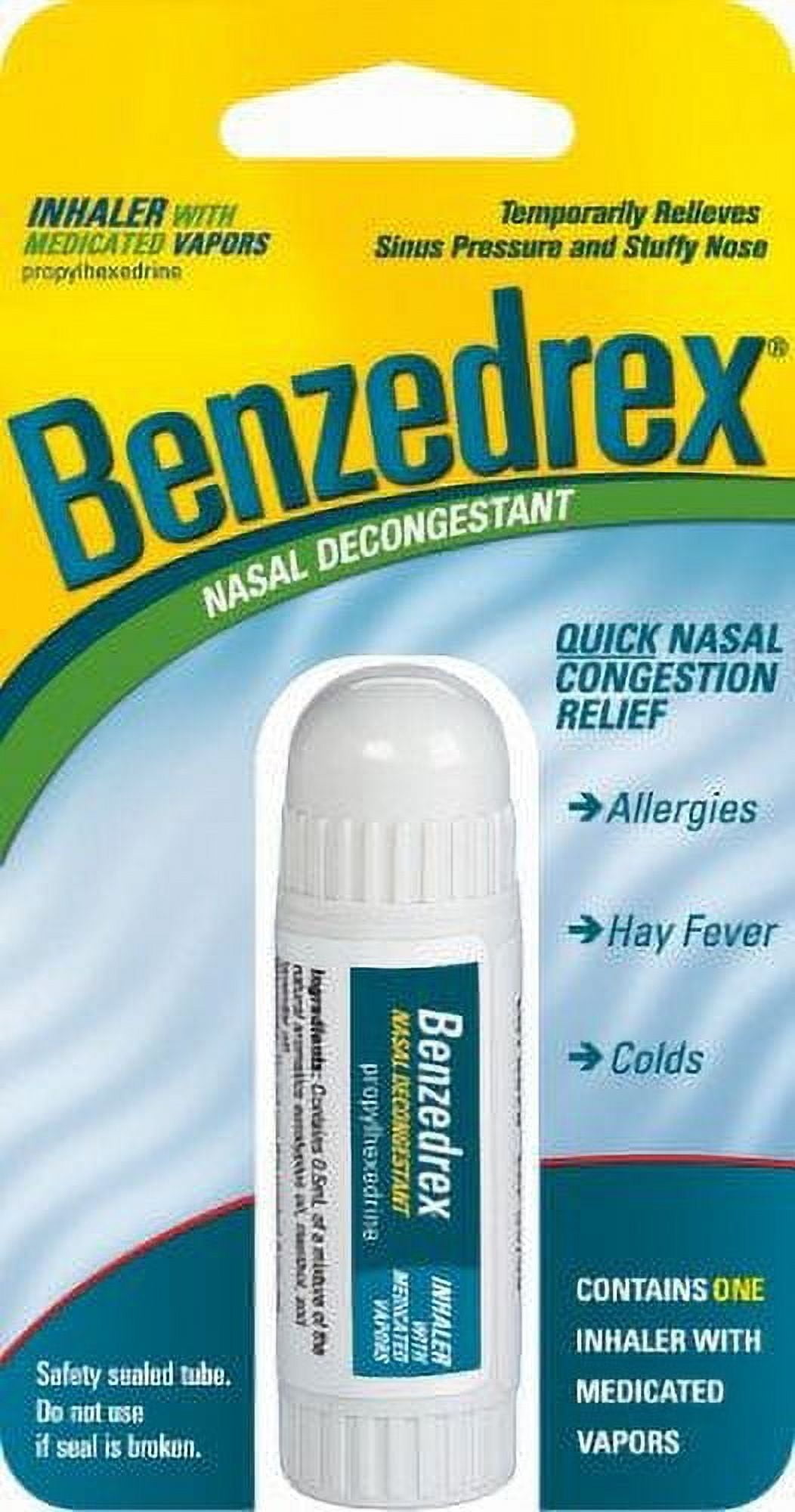 Benzedrex Inhaler 6-Pack, Quick Nasal Decongestion Relief for Sinus ...