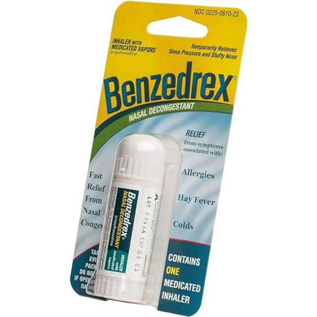 Benzedrex Nasal Decongestant Inhaler 1 Each (Pack of 18) - Walmart.com