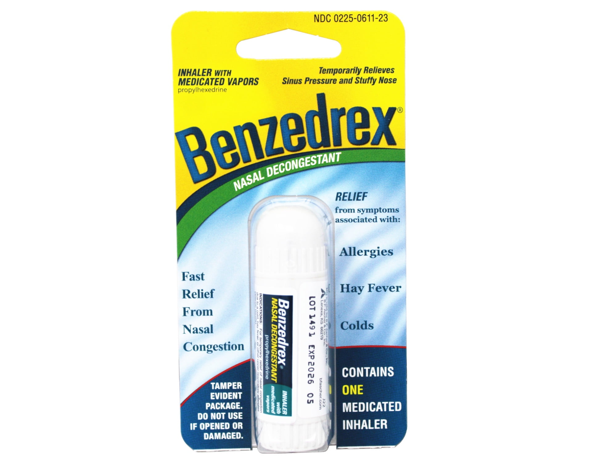 Benzedrex Nasal Decongestant Inhaler 1 Each (Pack of 18) - Walmart.com