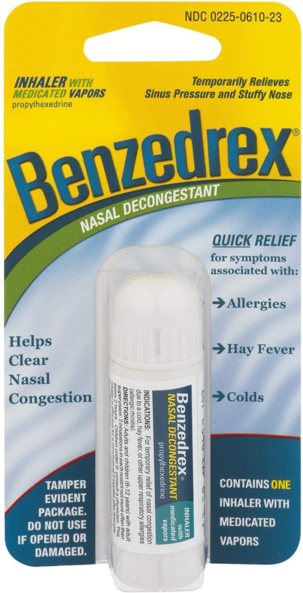 Benzedrex Nasal Decongestant Inhaler, Quick Relief, 5 Pack, Effective ...