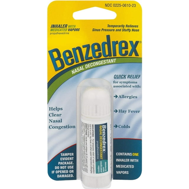 Benzedrex Nasal Decongestant Inhaler, Quick Relief, 5 Pack, Effective ...
