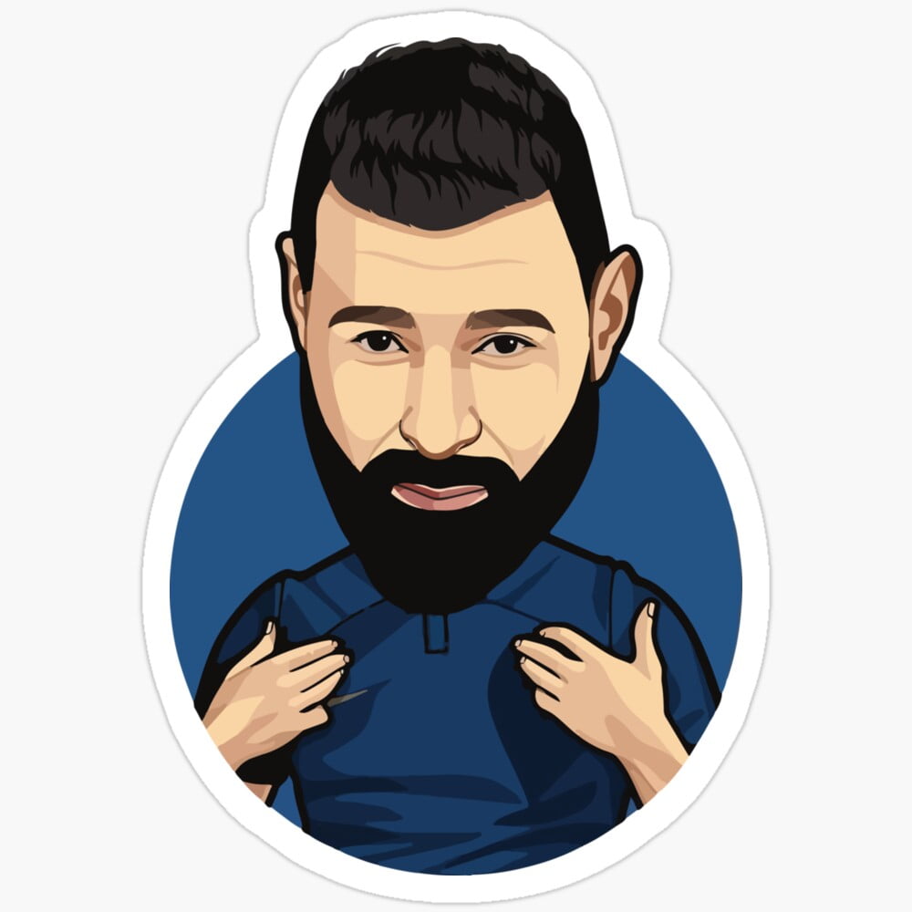 Benzema Cartoon Illustration Sticker Phone Decal Water Bottle Stickers ...