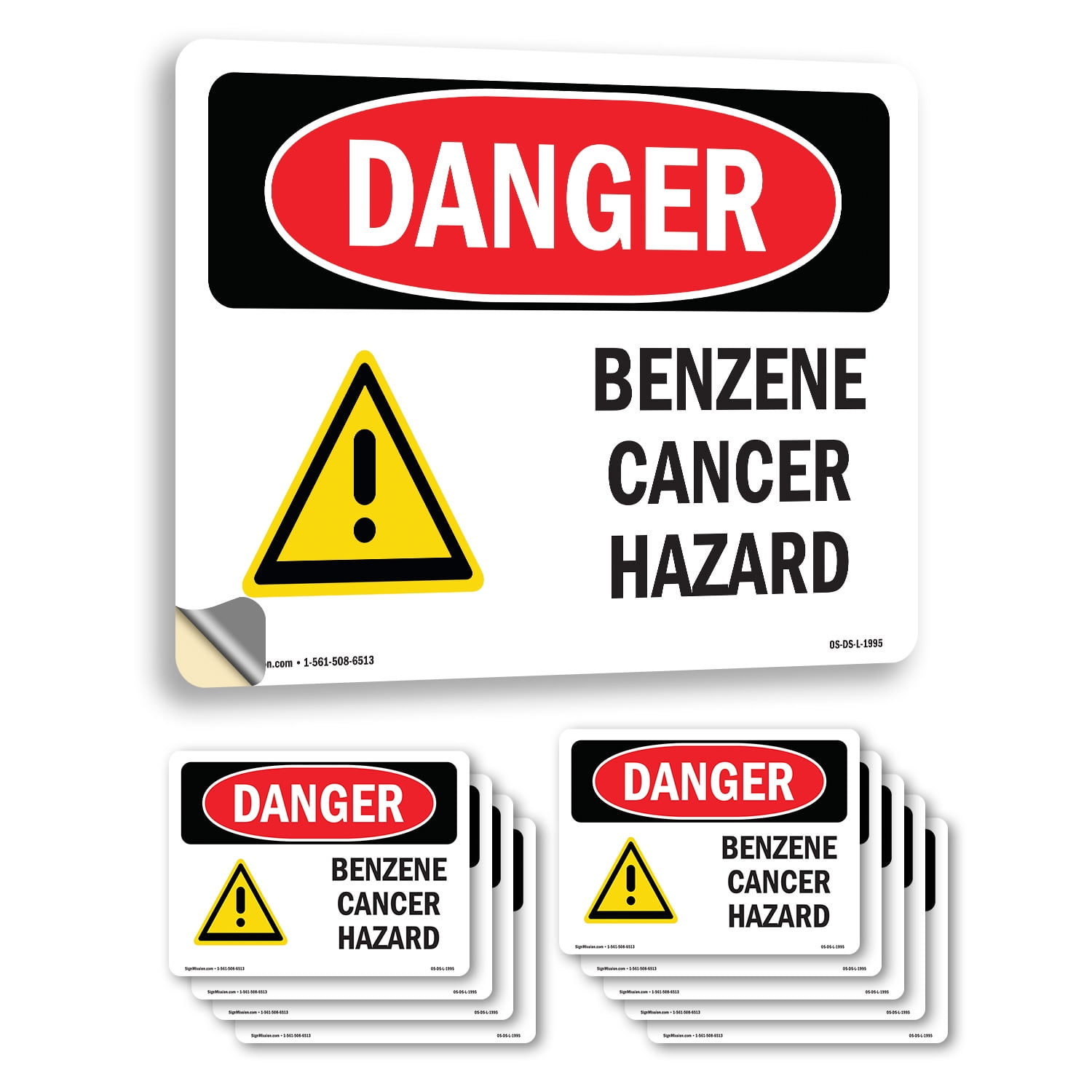 Benzene Cancer Hazard OSHA Danger Vinyl Decal Label 10 Inch x 7 Inch ...