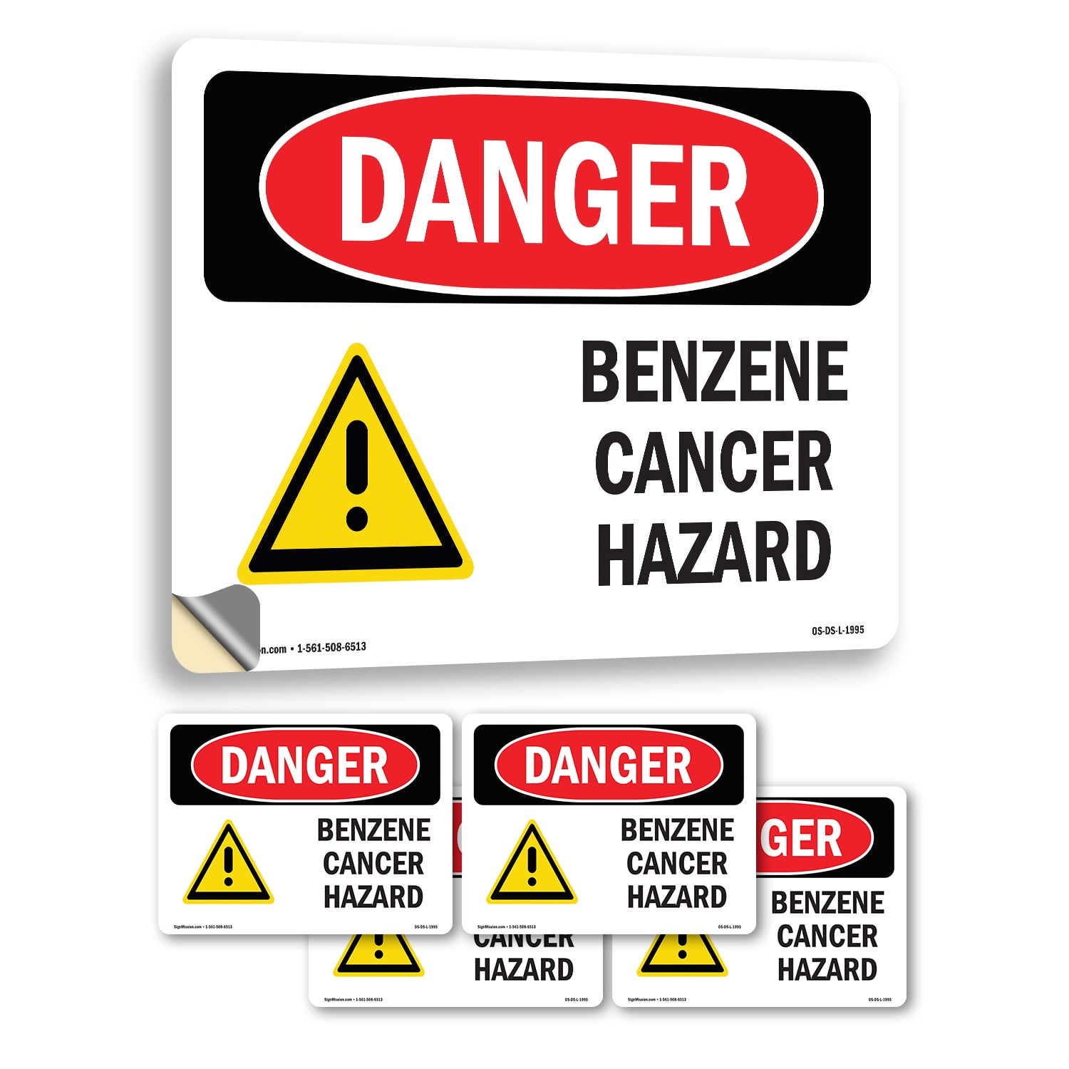Benzene Cancer Hazard OSHA Danger Vinyl Decal Label 24 Inch x 18 Inch ...