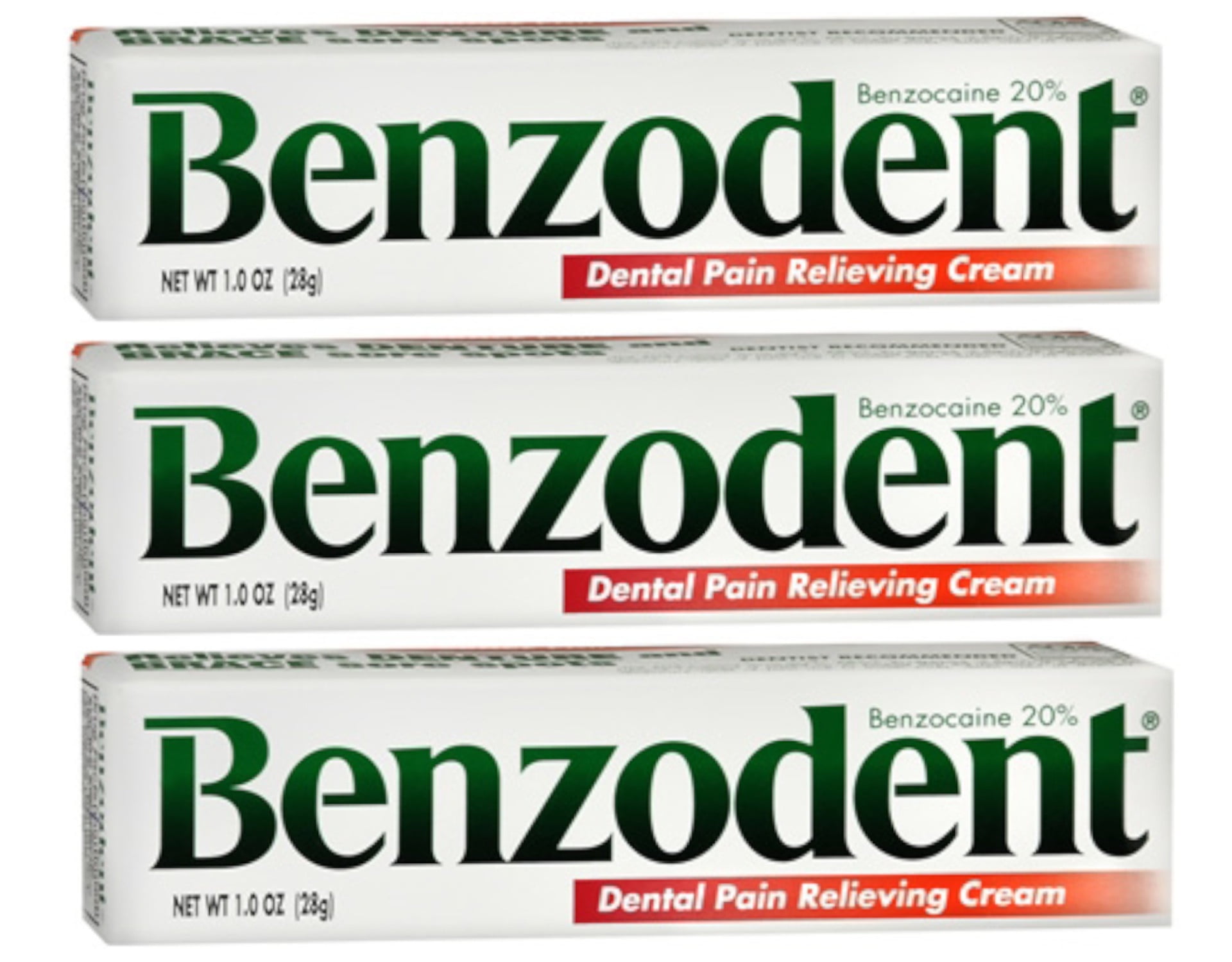 Benzodent Dental Pain Relieving Cream 1oz - 3 Pack - Walmart.com