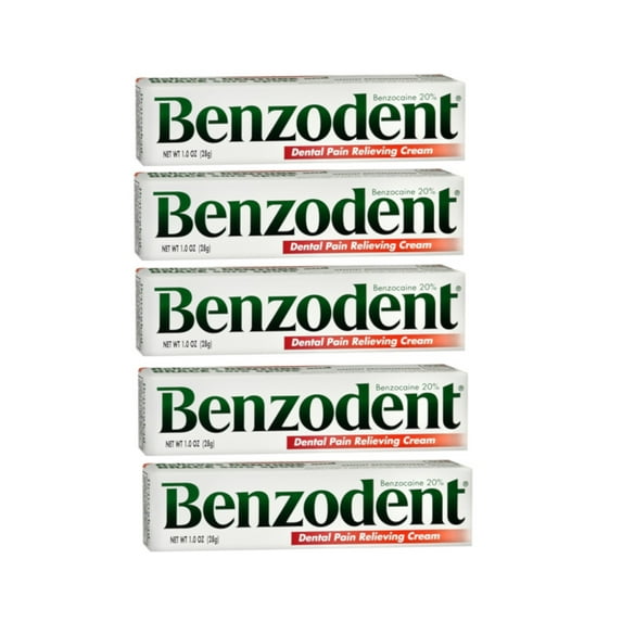 Benzodent Dental Pain Relieving Cream 1oz - 5 Pack - Walmart.com