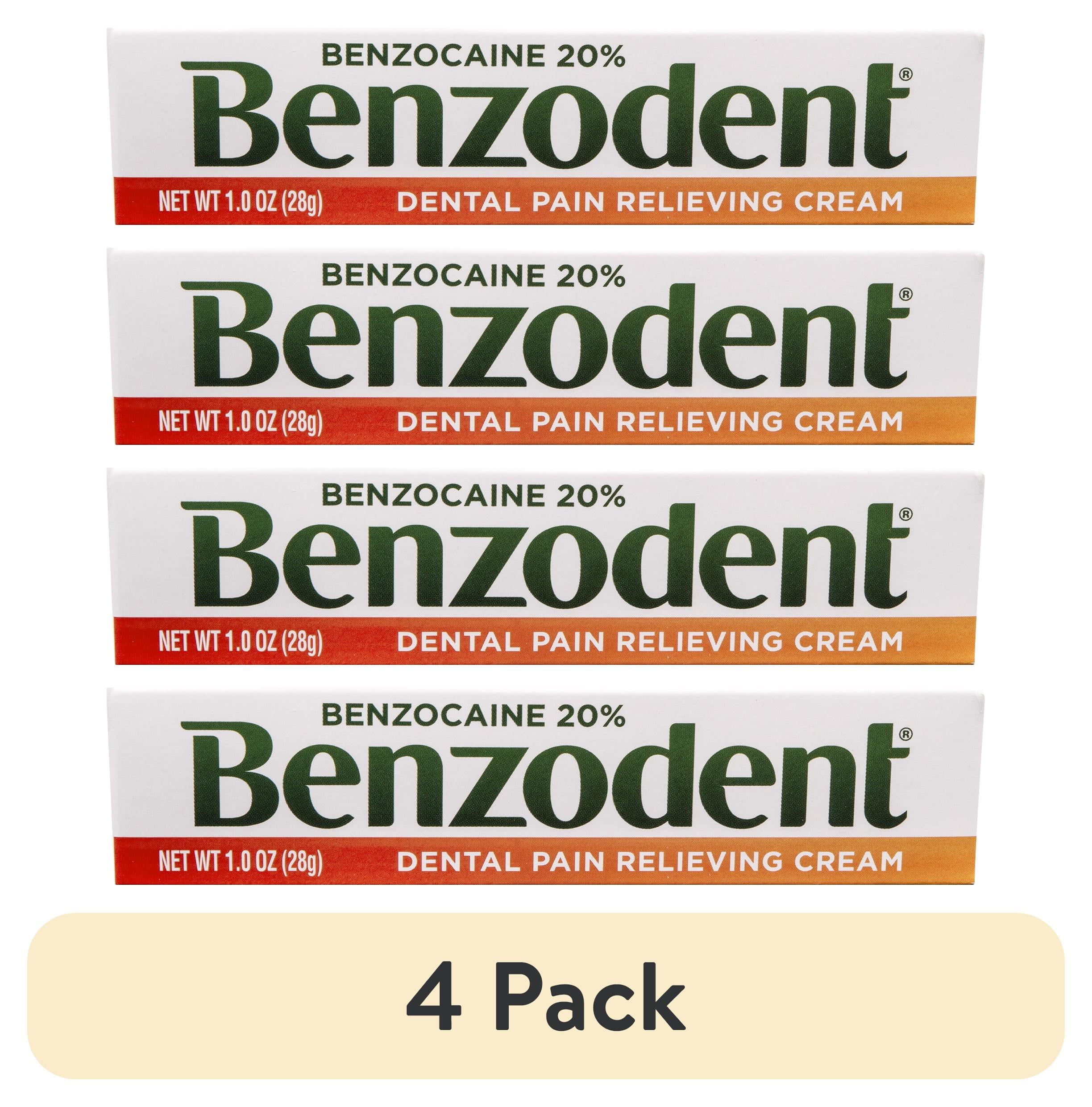 (4 pack) Benzodent Dental Pain Relieving Cream, Denture Tooth and Gum ...