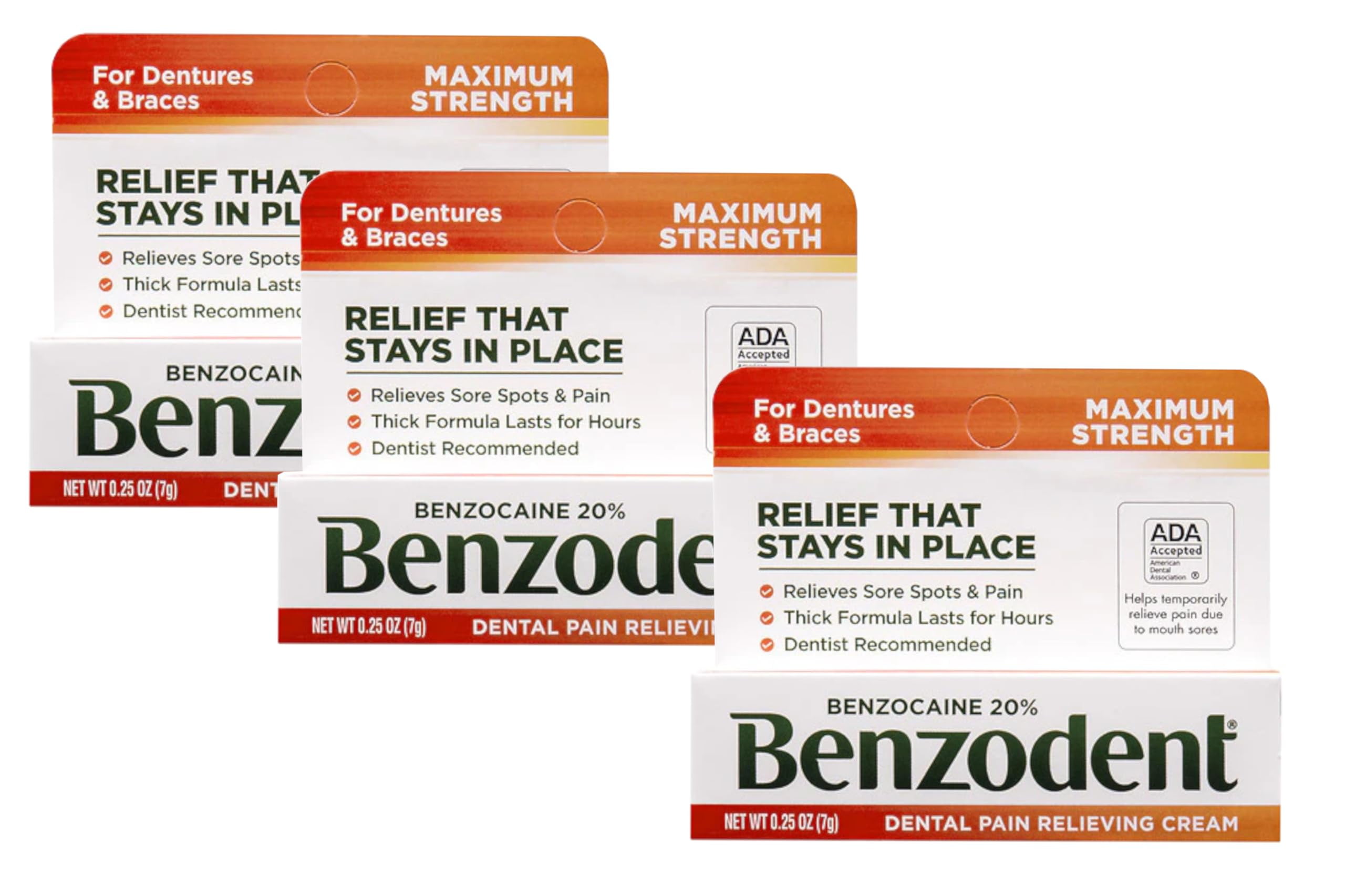 Benzodent Dental Pain Relieving MSF2 Cream for Dentures and Braces, 0. ...