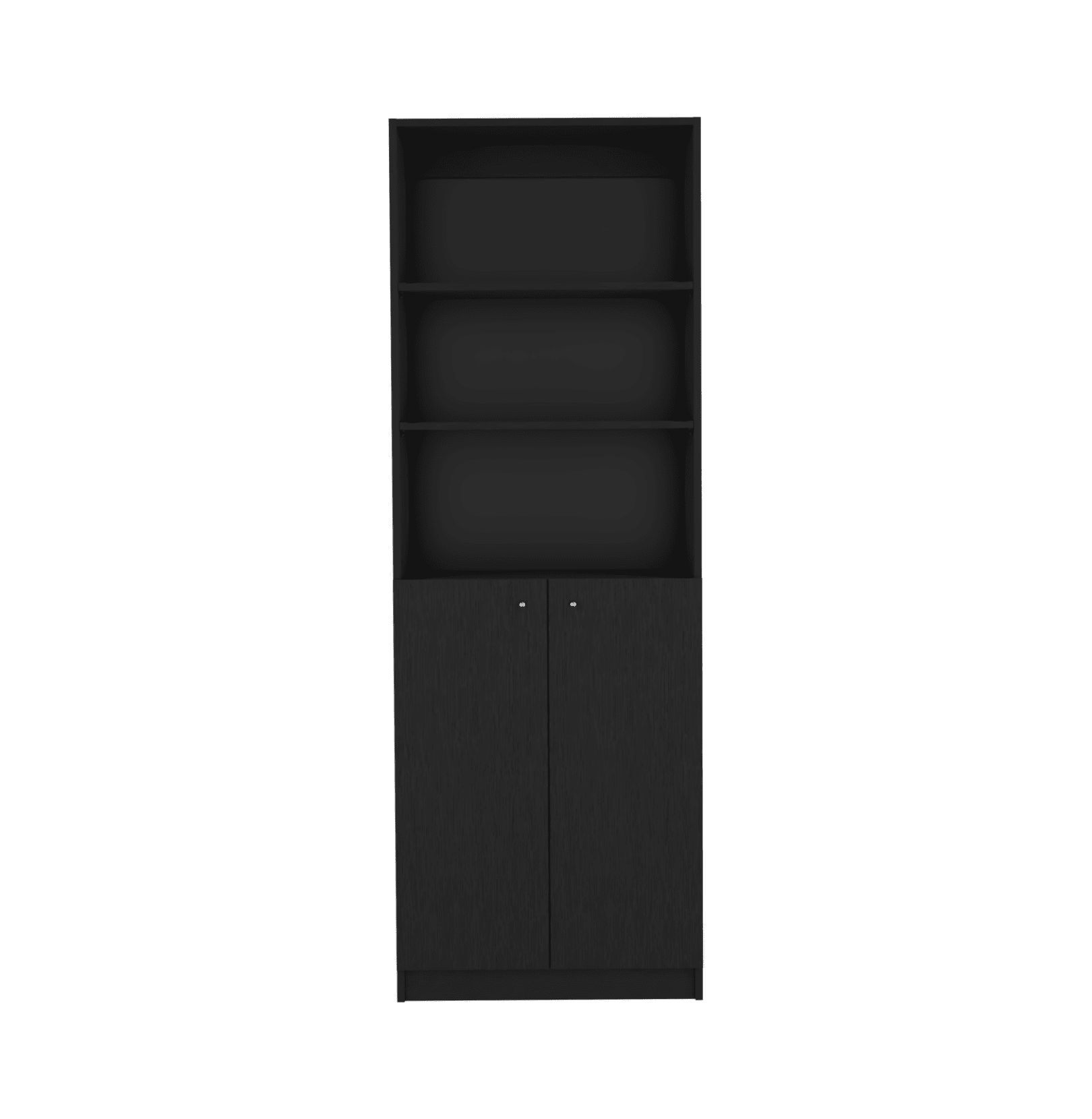 Benzoni Bookcase with Doors - Black Office Storage Cabinet - Dual Door ...
