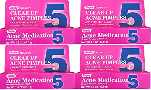 Rugby Benzoyl Peroxide 5% Acne Medication Gel, 4 Tube Pack, 6 oz ...