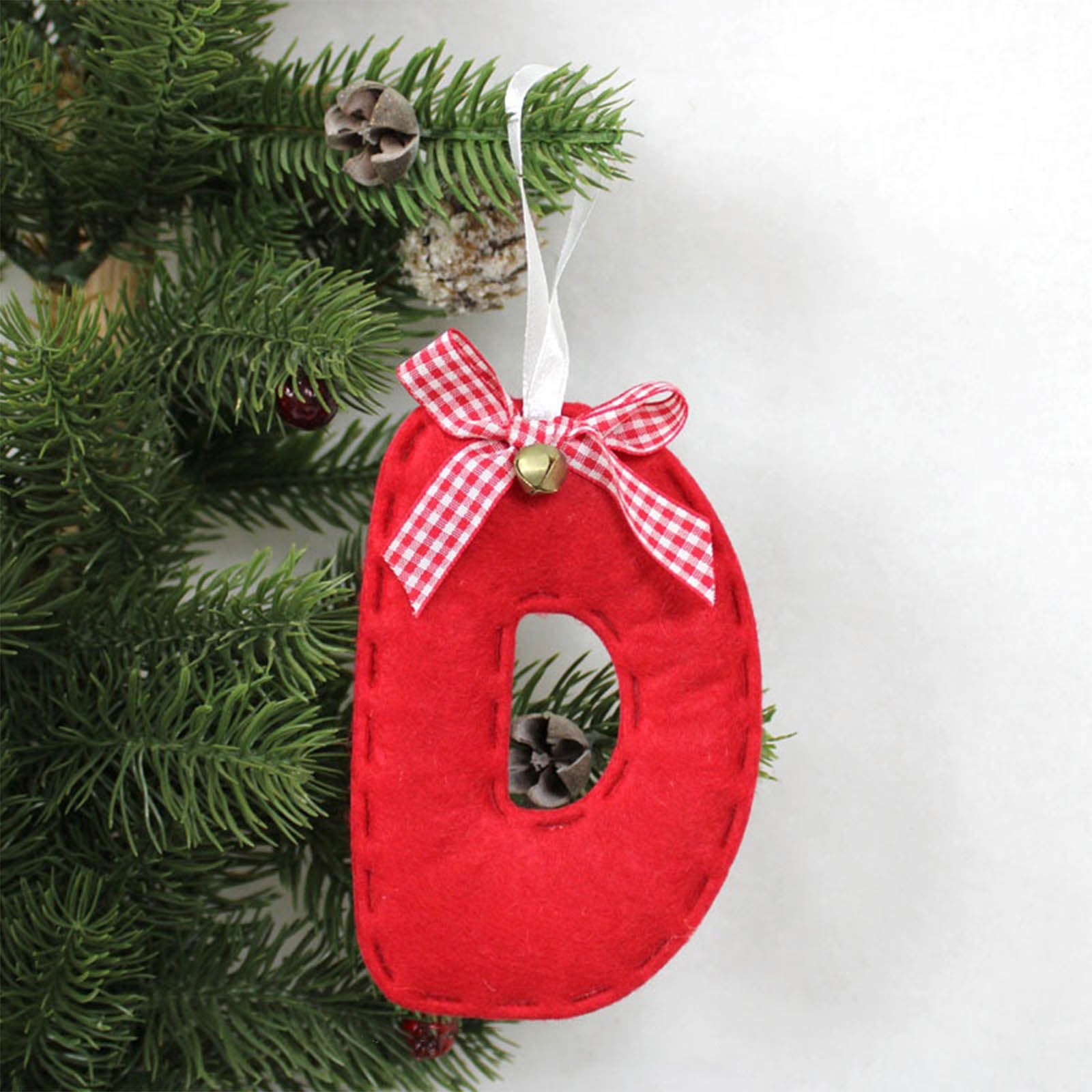 Beollynier 3.5x4.7 Inch Fabric Christmas Letter Ornament with Plaid Bow ...