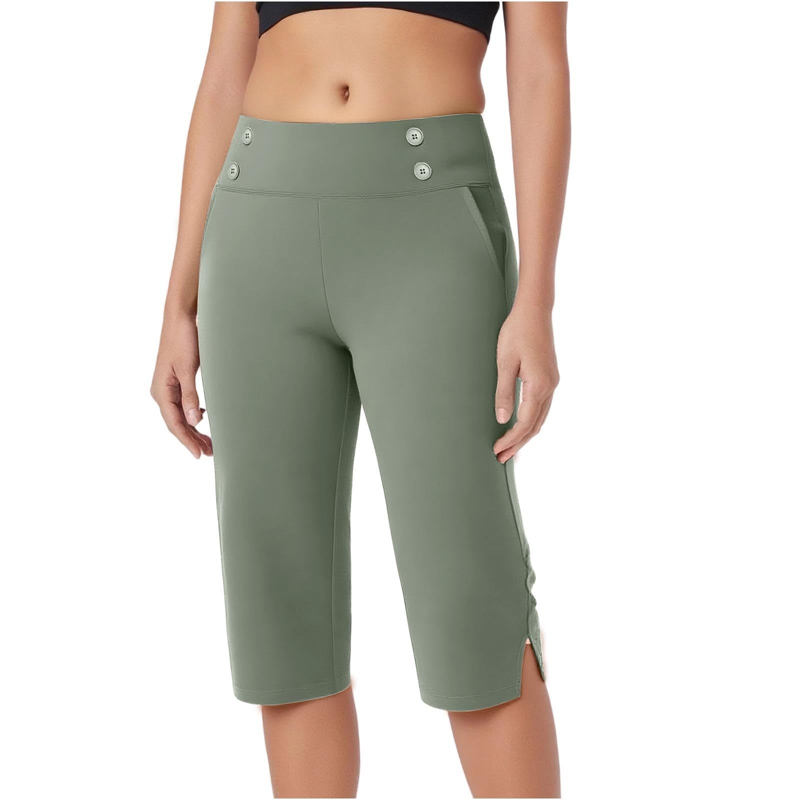 Beollynier Capri Pants for Women Workout Pants with Drawstring Elastic ...