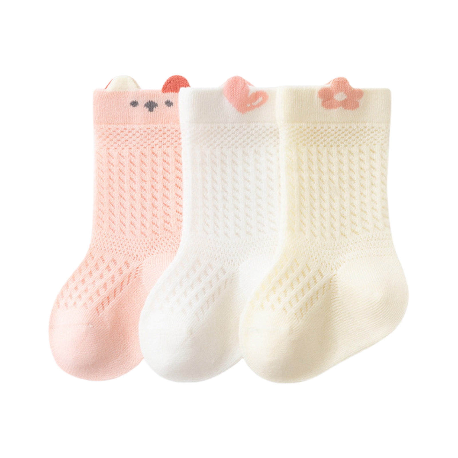 Beollynier Cute Printed Mesh Mid-Calf Socks for Kids 0-5 Years - High ...