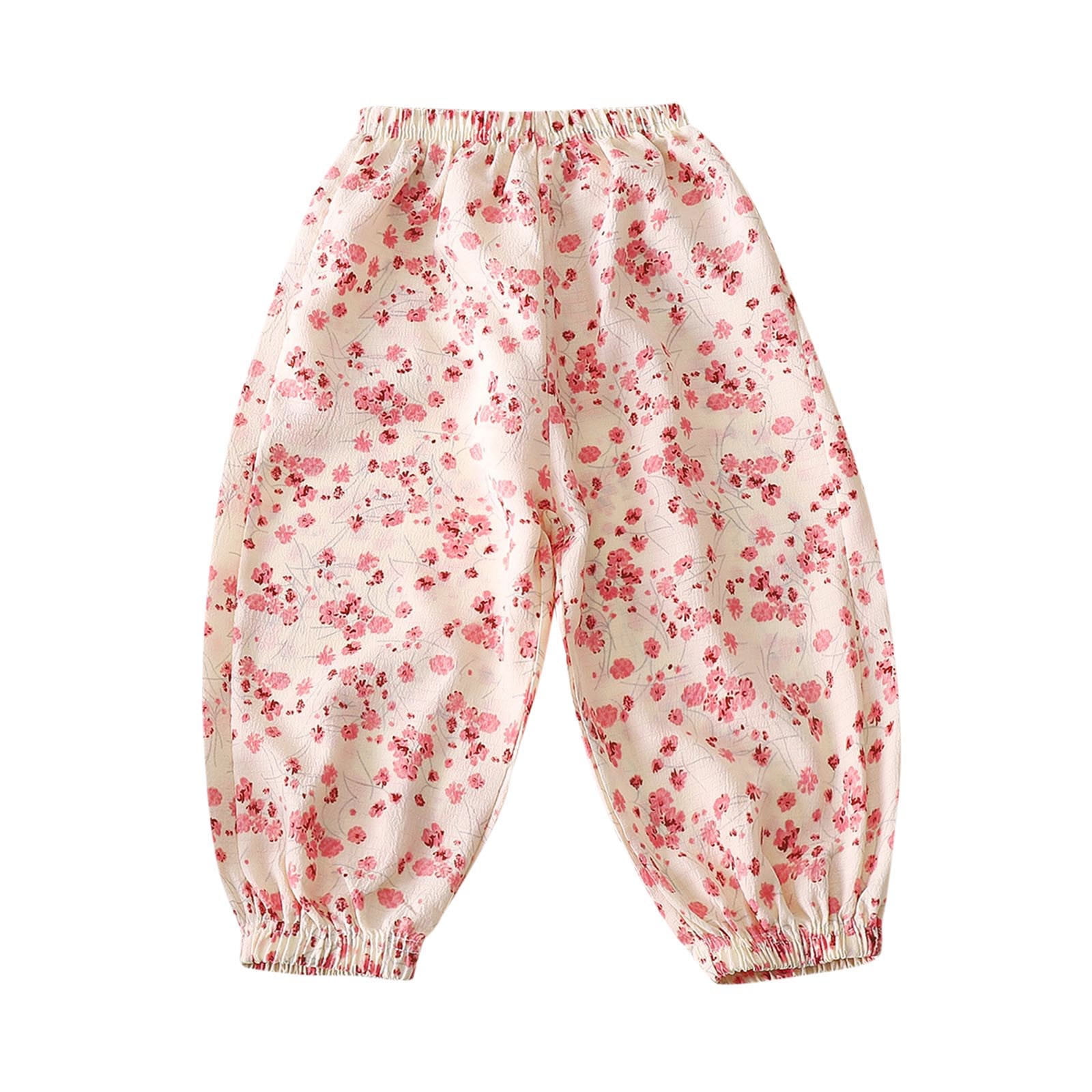 Beollynier Summer New Floral Print Mosquito Repellent Pants for Kids 6M-12Y with Elastic Waist ...