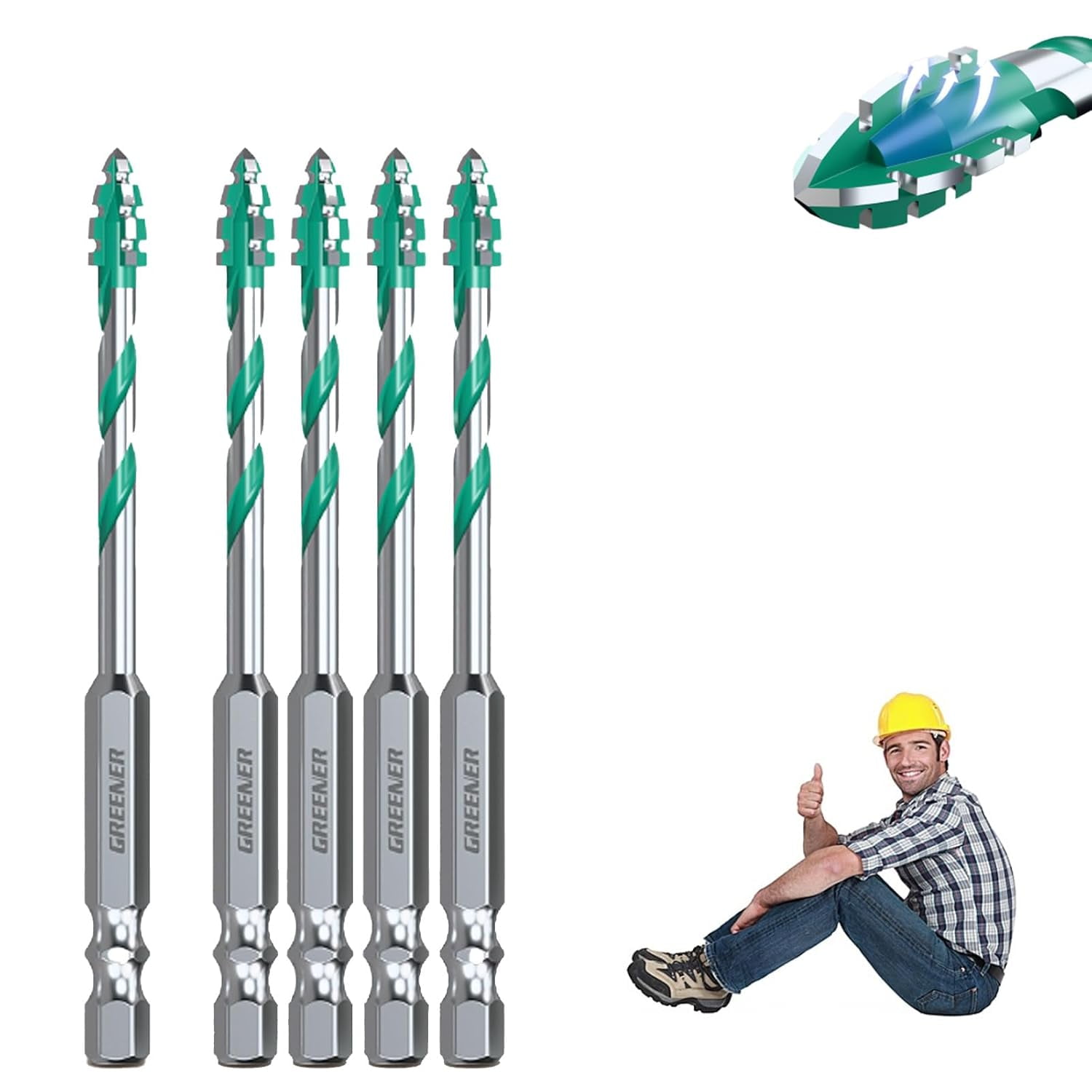 Beooshop Four Blade Serrated Eccentric Drill Bits, 4-Flute Serrated ...