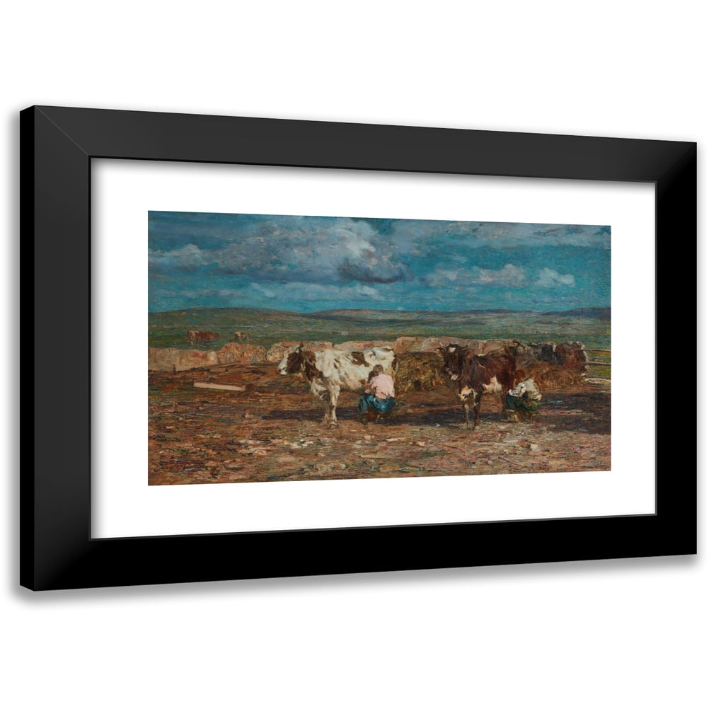 Beppe Ciardi 18x12 Black Modern Framed Museum Art Print Titled - Milking - Walmart.com
