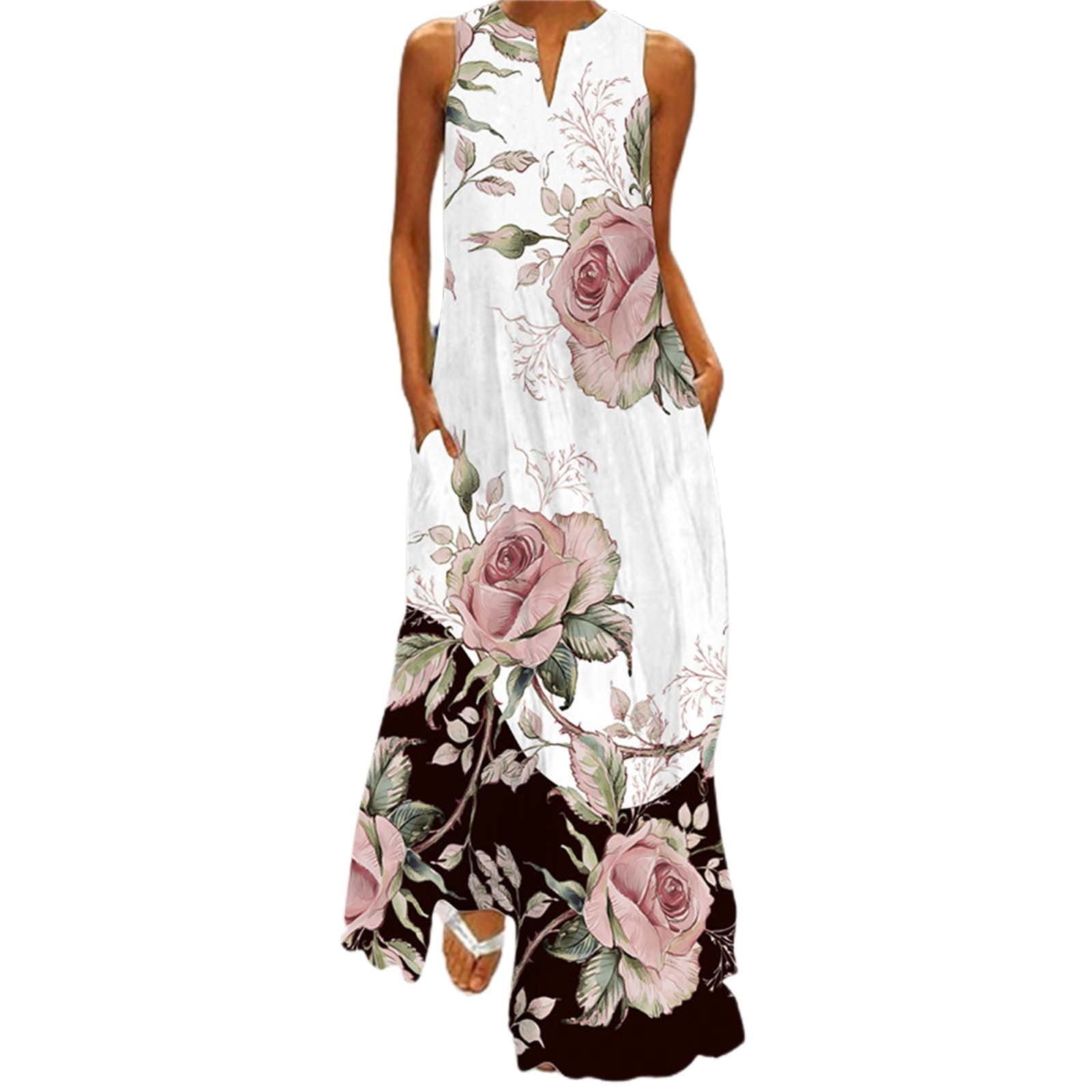 Beppter Clearance Womens Formal Dress V Neck Sleeveless Long Dresses
