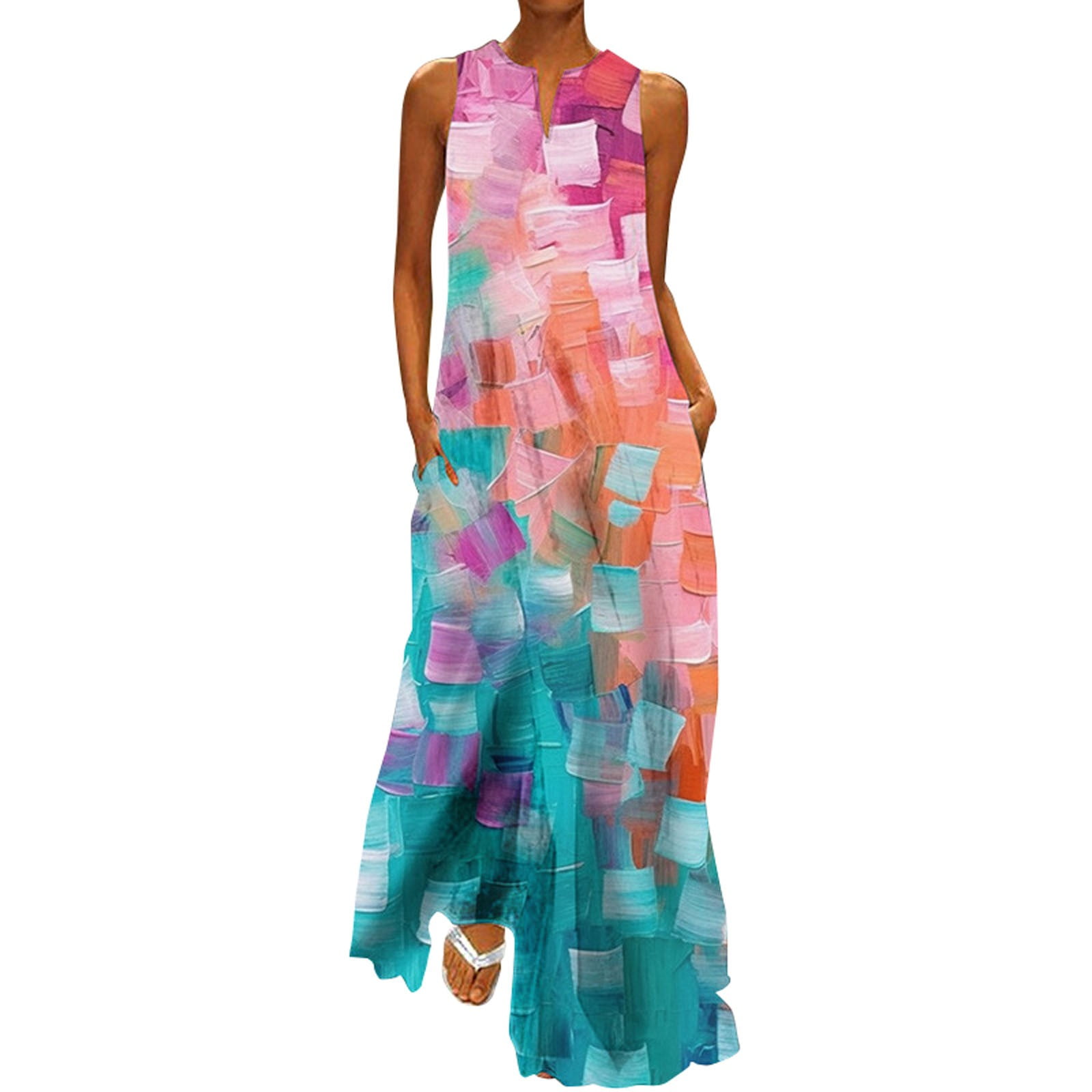 Beppter Womens Summer Maxi Dress Casual Loose Sleeveless Long Dress