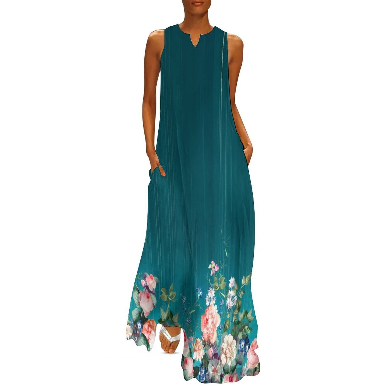 Beppter Womens Summer Maxi Dress Casual Loose Sleeveless Long Dress