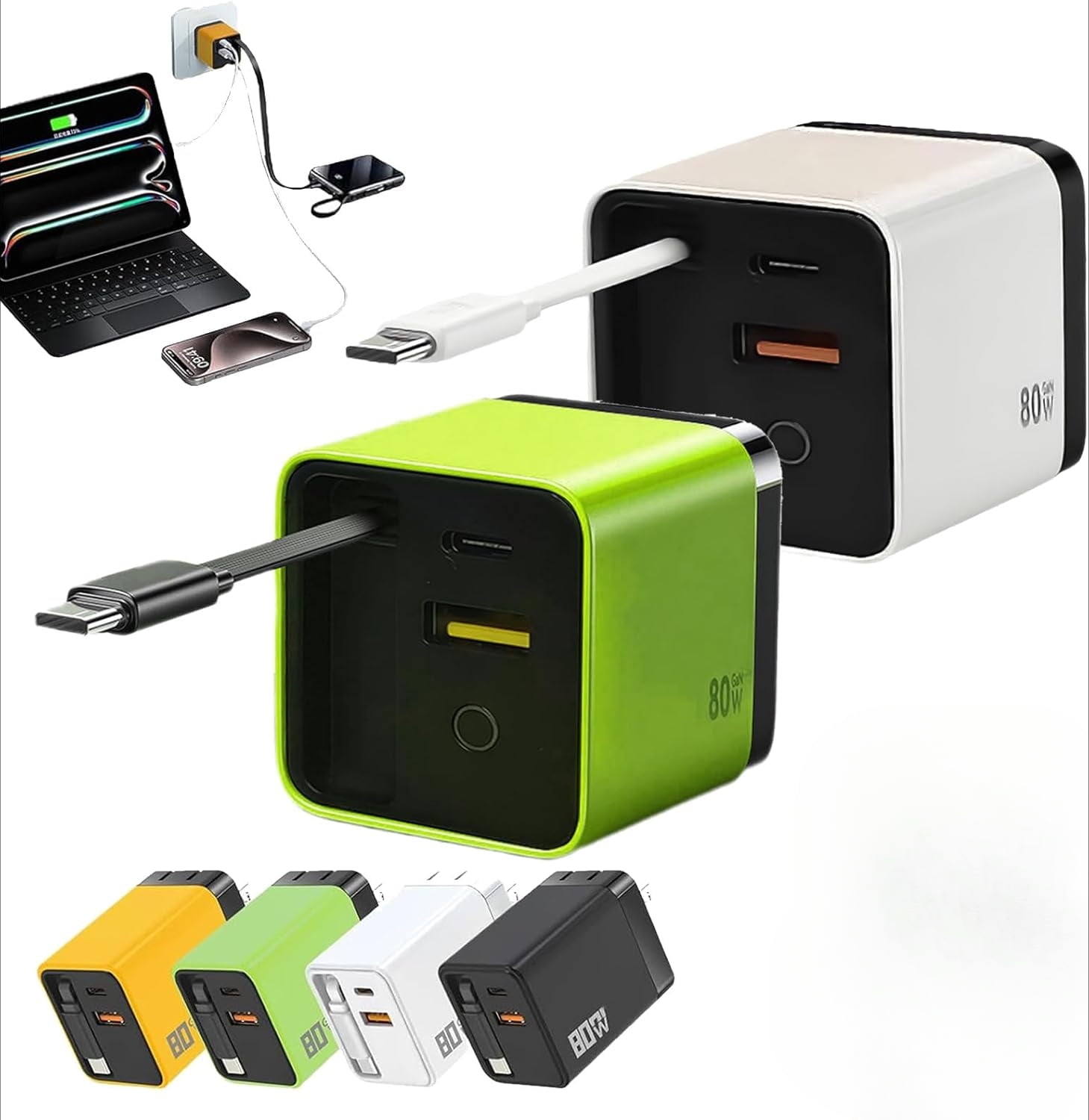 Beproudlevel 3 in 1 Charger Retractable 80w Max Fast, Scalable 80 Watt ...