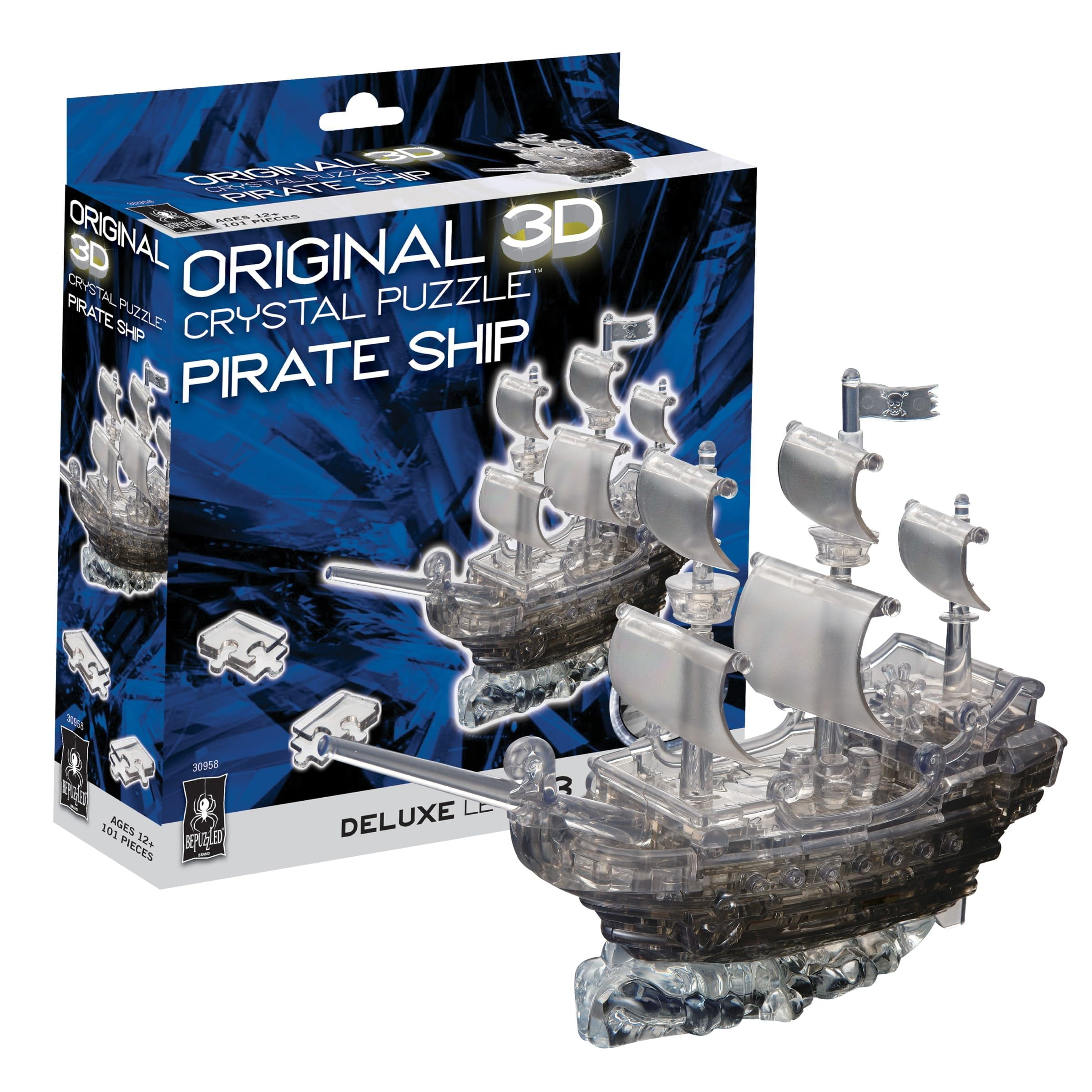 Bepuzzled Original 3D Crystal DHF10 Puzzle Deluxe - Pirate Ship, Black ...