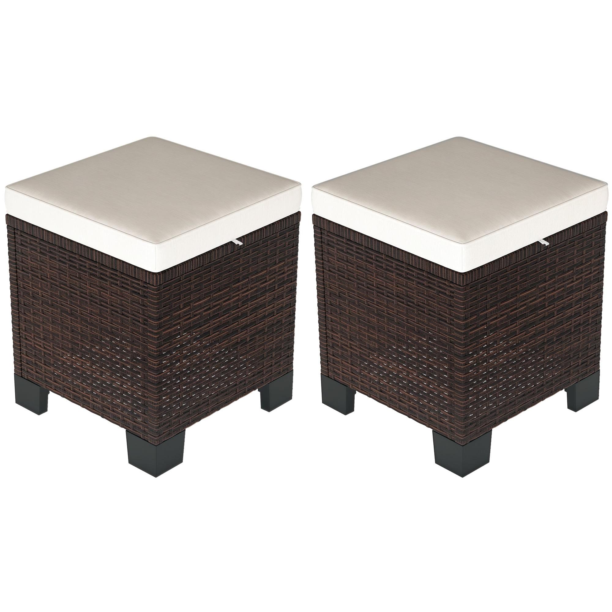 Beran7 2 Pieces Outdoor Patio , All Weather Wicker Outdoor Footstools ...