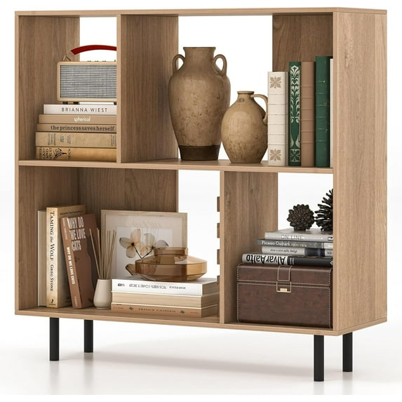 Beran7 4 Cubby Open Bookcase, 3-Tier Freestanding Bookshelf with ...
