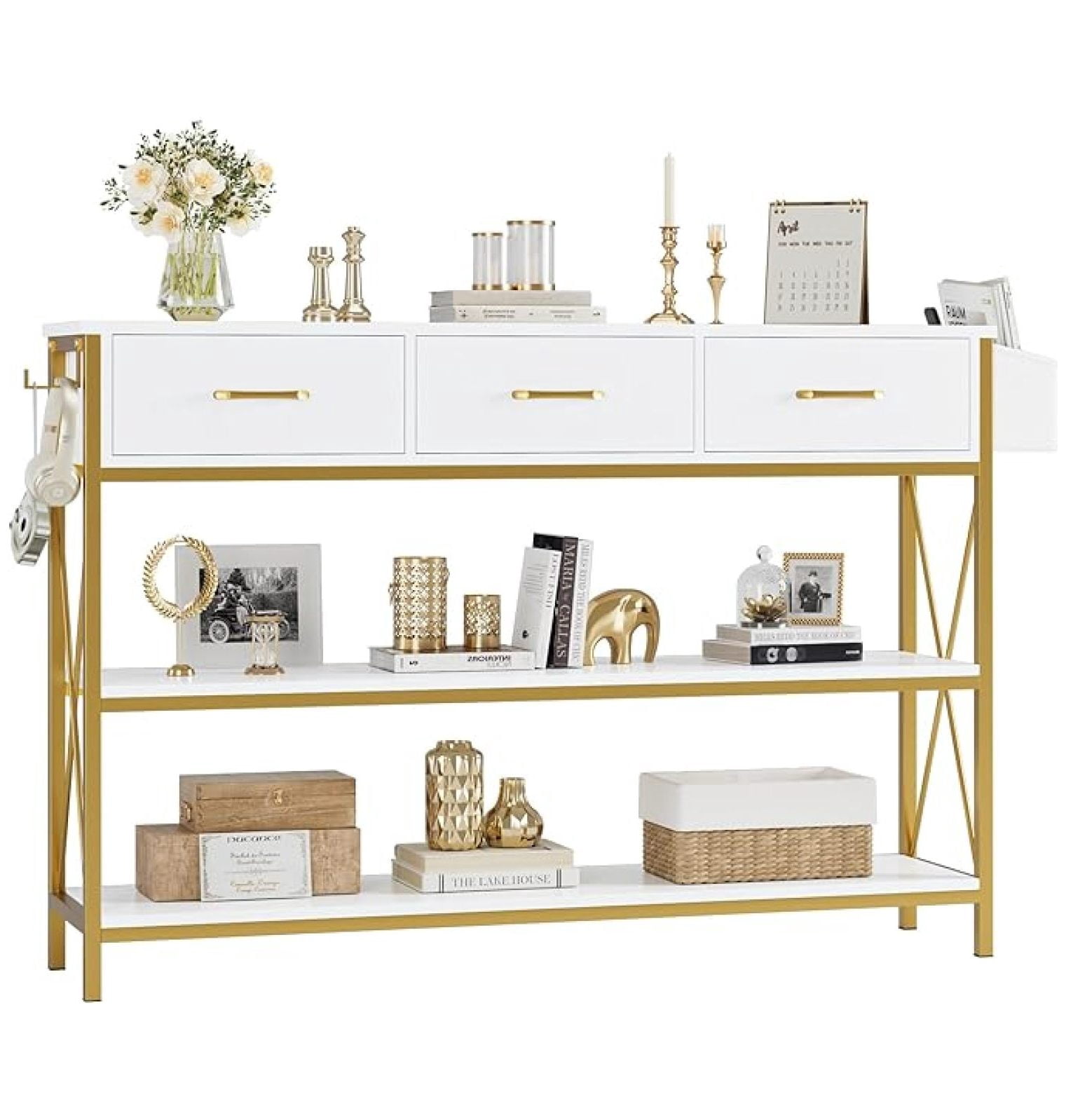 Beran7 47.2" Console Table with 3 Drawers, Narrow Long Entryway Table ...