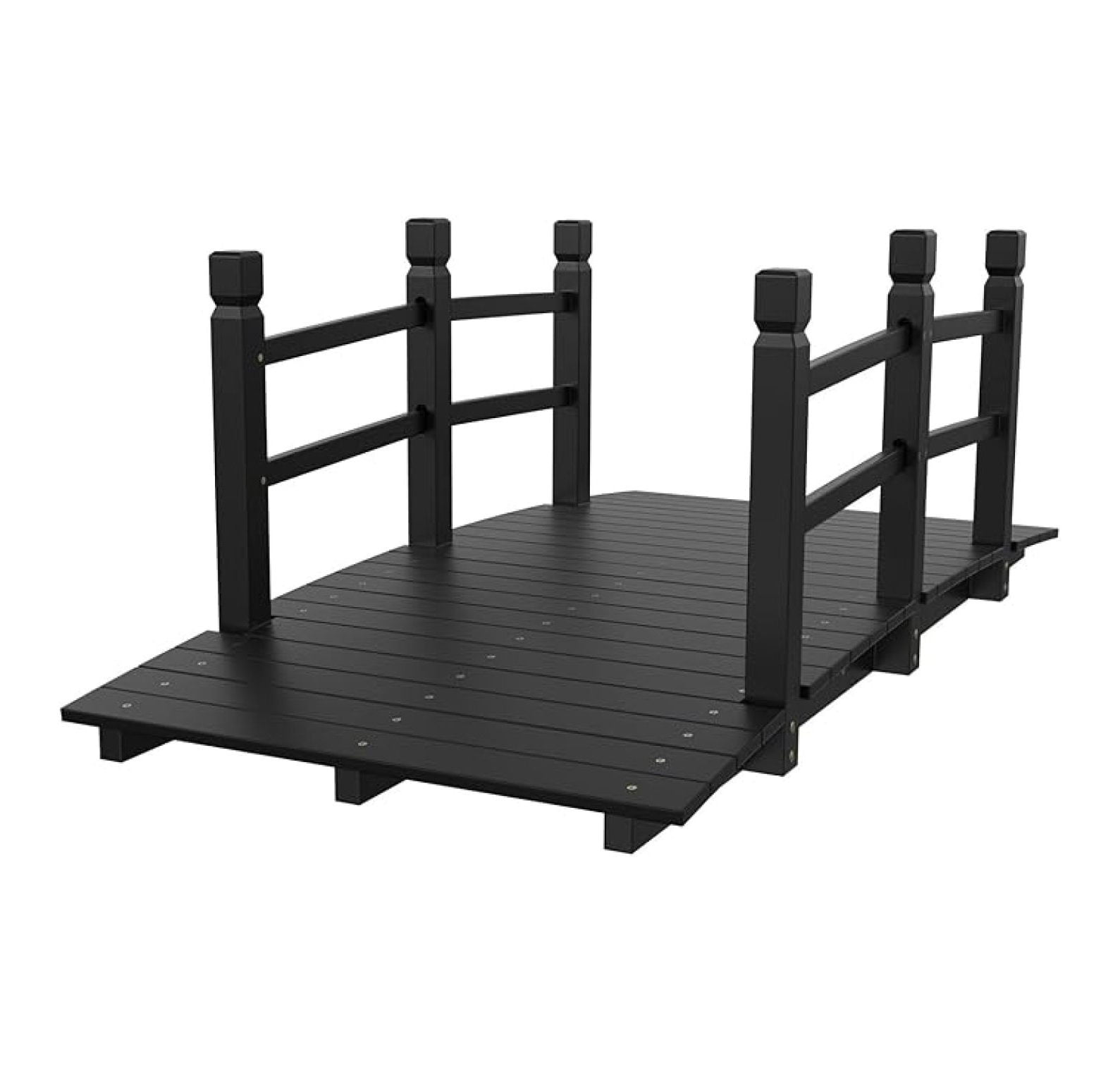Beran7 5 ft Garden Wooden Bridge Arch Stained Finish with Safety Rails ...