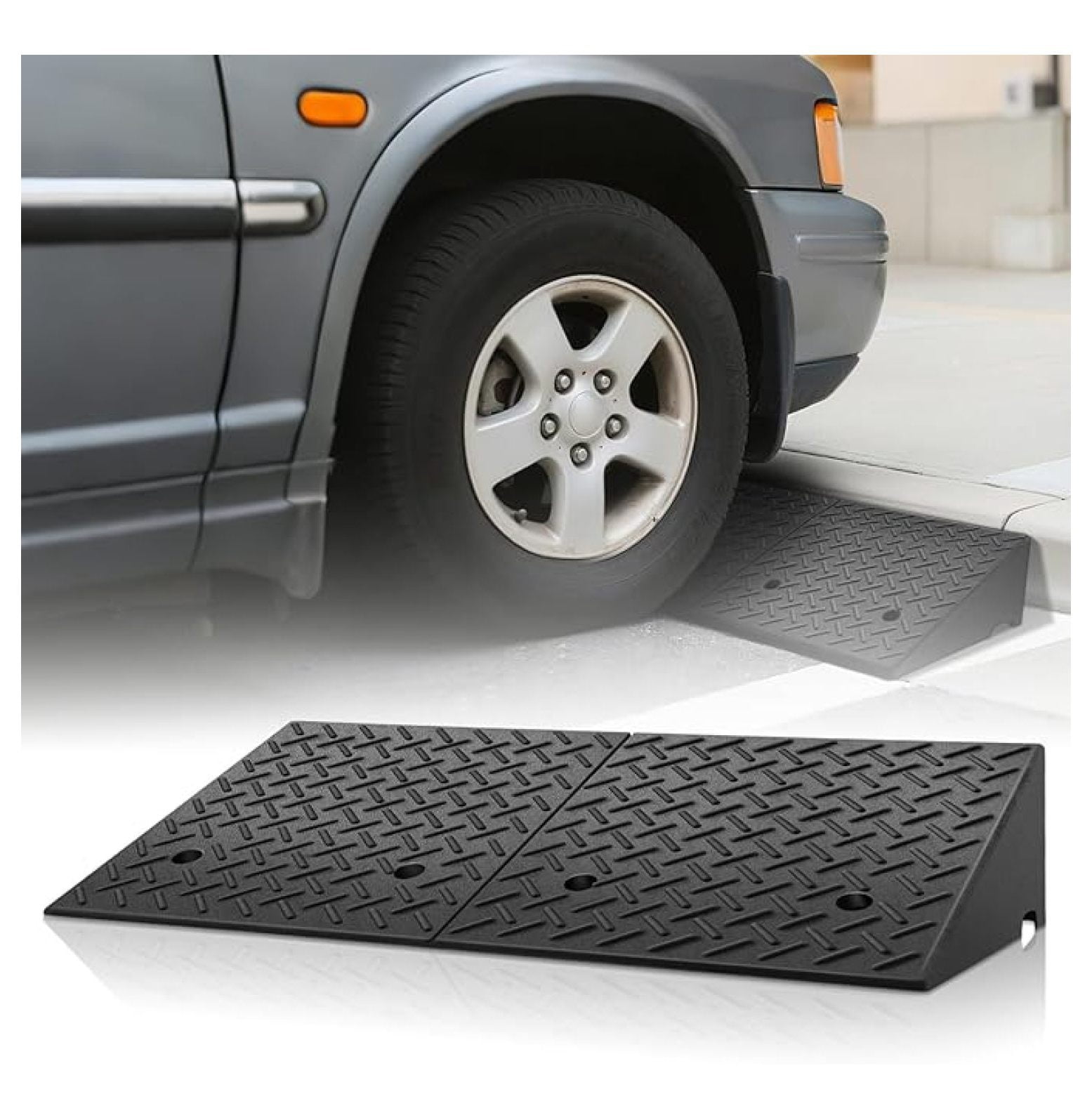 Beran7 7.7" Rise Threshold Ramp Heavy Duty Loading Driveway Ramp Rubber ...