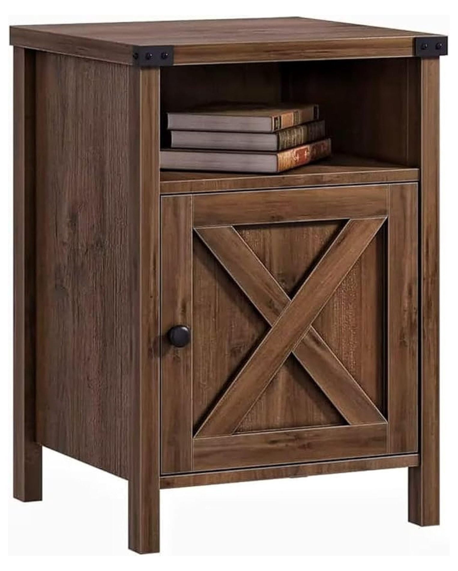 Beran7 Farmhouse Nightstand, Side Table End Table with Barn Door and ...