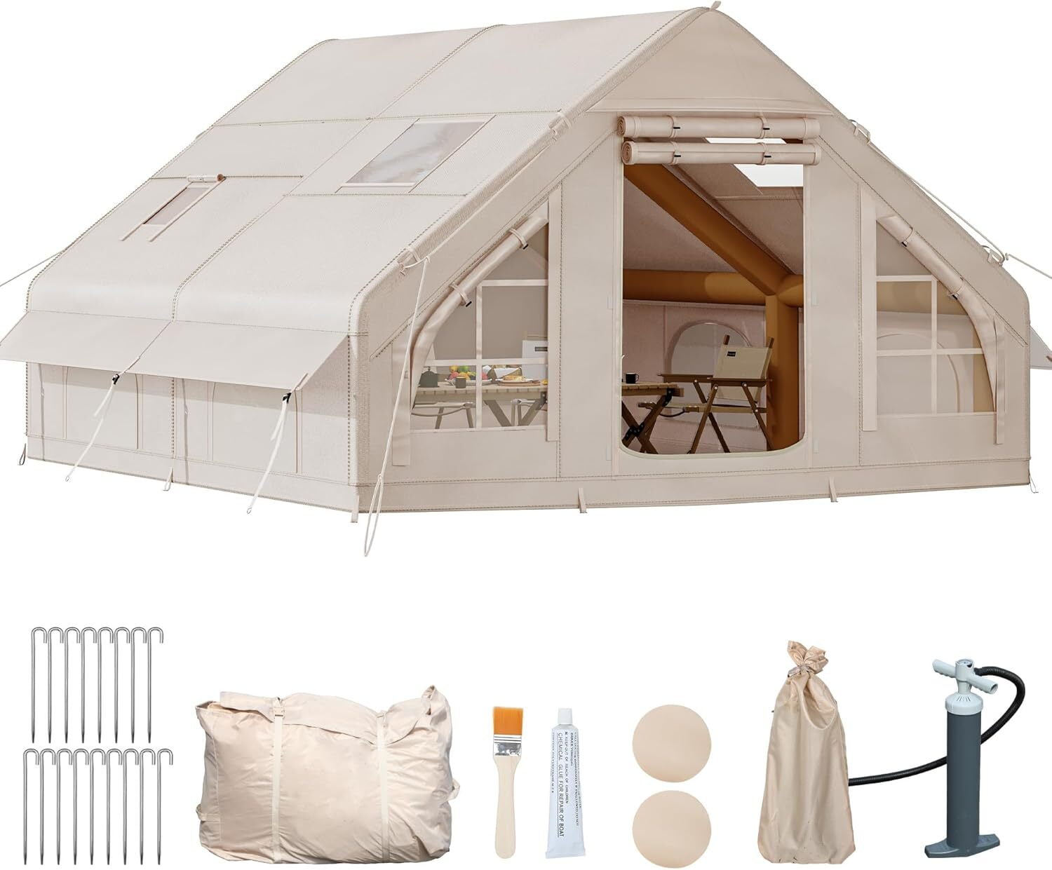 Beran7 Inflatable Camping Tent for 4/6/8 People, Extra Large Inflatable ...