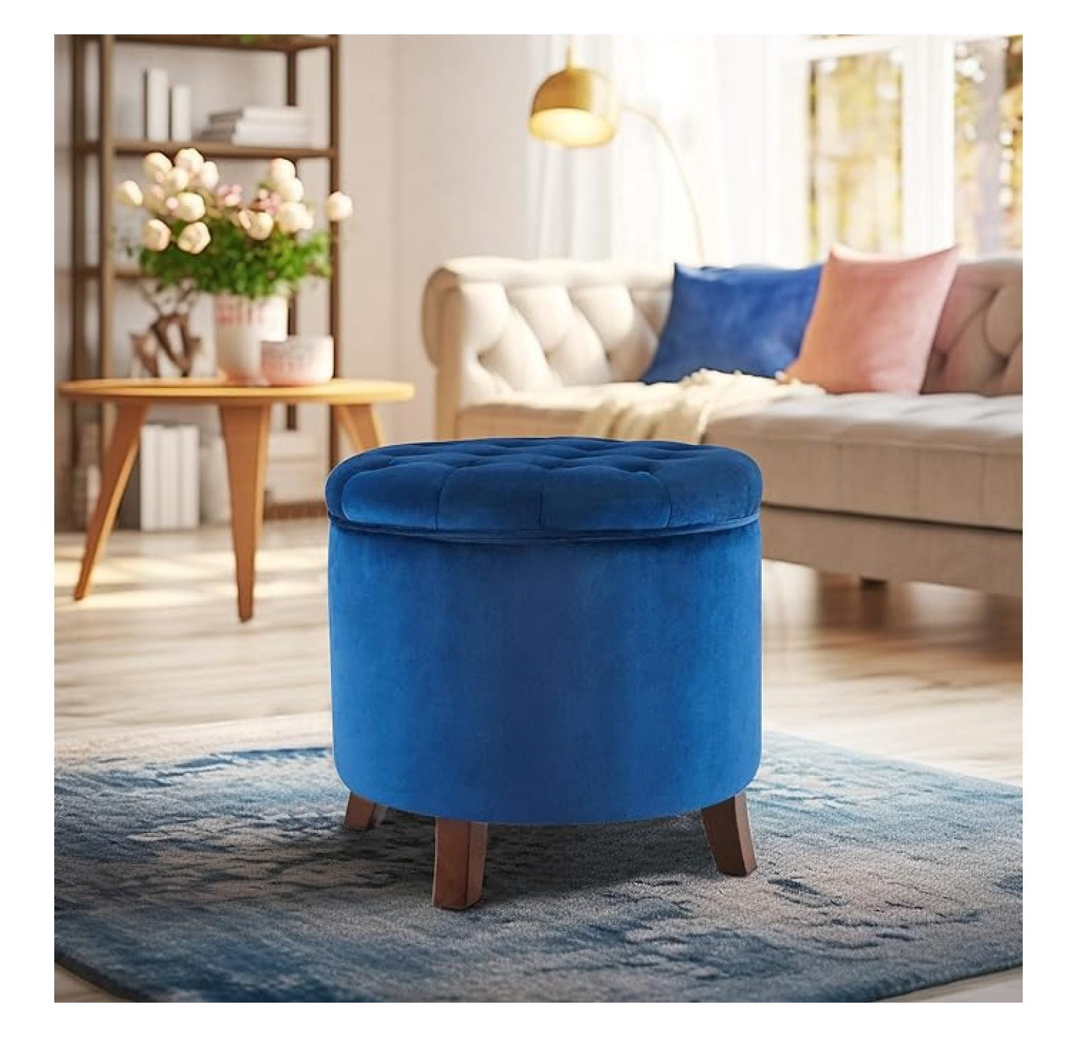 Beran7 Modern Tufted Accent Storage Ottoman, Small Upholstered Button ...
