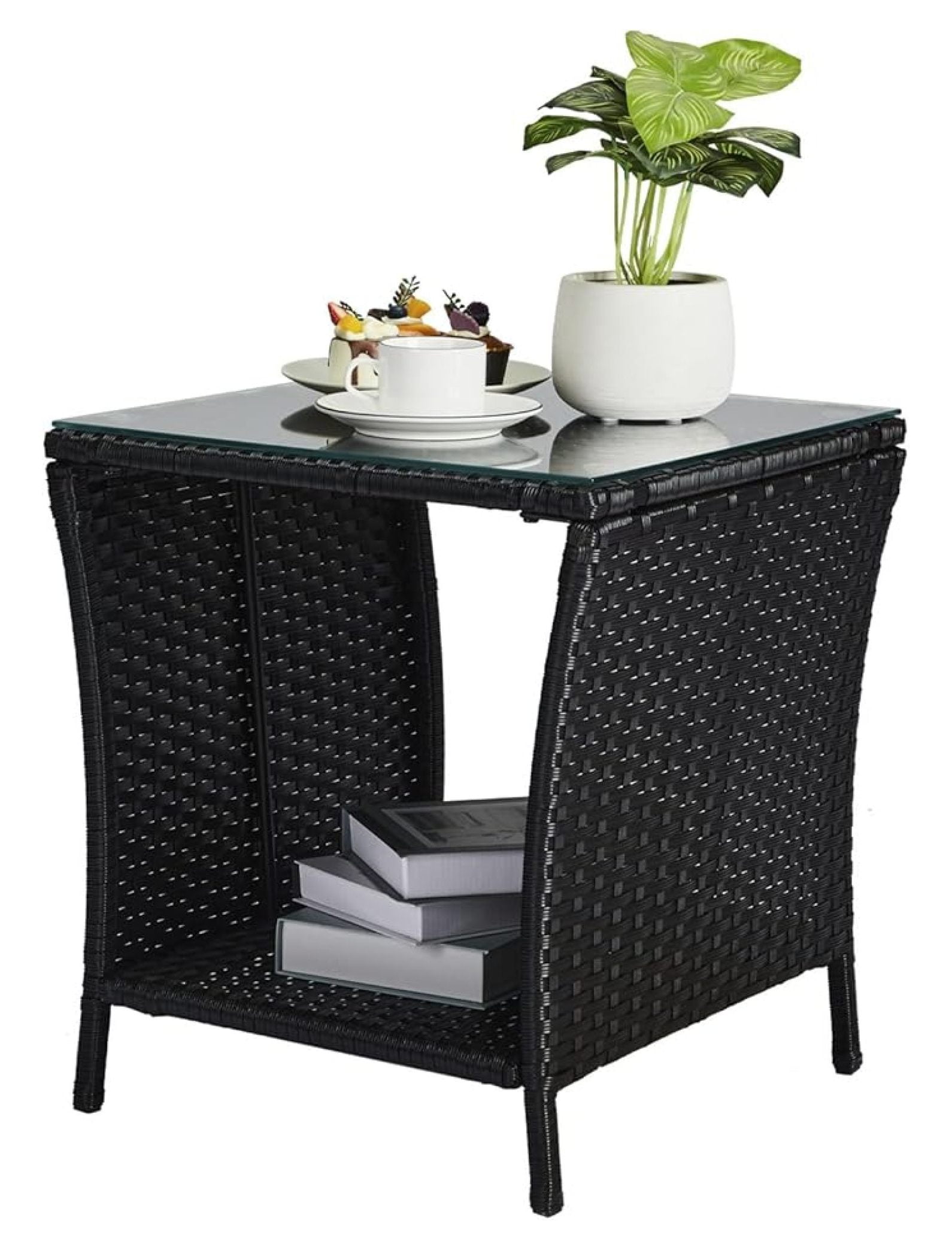 Beran7 Outdoor Wicker Side Table Patio Side Tables for Outside ...