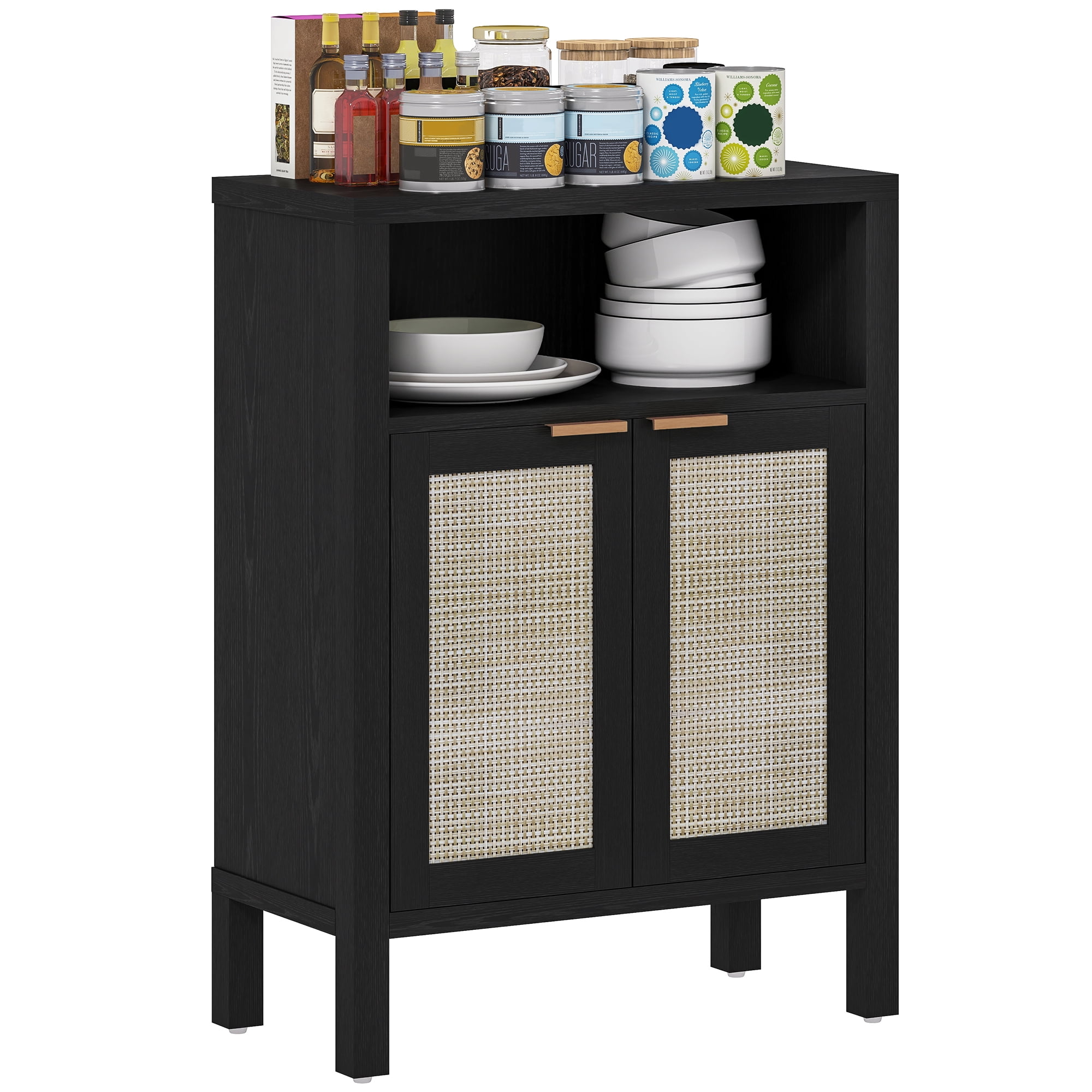 Beran7 Rattan Sideboard Buffet Cabinet with Storage, Modern Accent ...