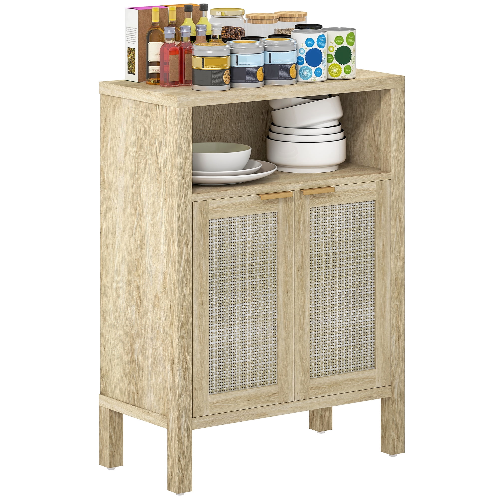 Beran7 Rattan Sideboard Buffet Cabinet with Storage, Modern Accent ...