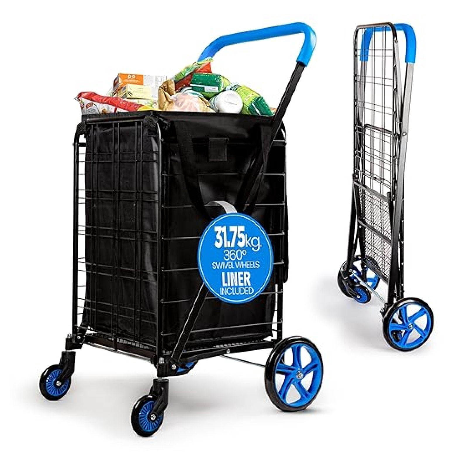 Beran7 Small Compact Folding Shopping Cart with Removable Waterproof ...