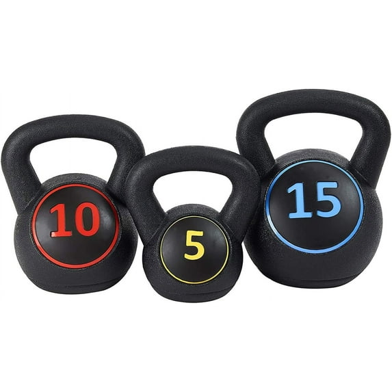 Beran7 Vinyl Kettlebell Set, 30 Pound Options – Cement-Filled Strength ...
