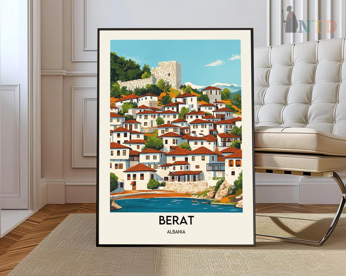 Berat Poster, Albania Travel Print, Albanian Decor, Europe Travel ...