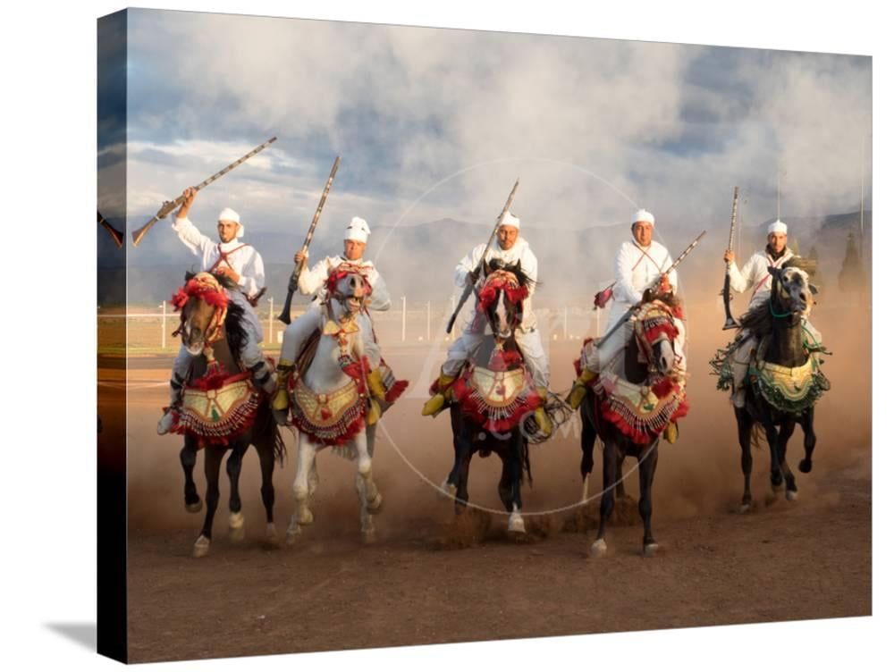 Berber Horseman Pulling Up after Firing Rifles During a Fantasia, Dades ...