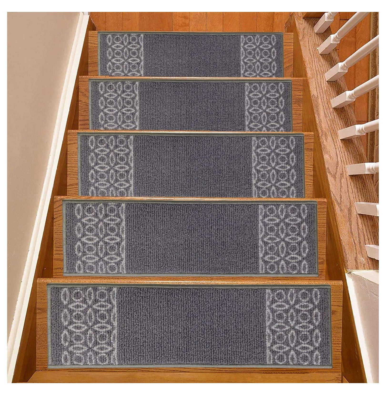 Berber Stair Treads Geo Border Skid Slip Resistant Backing Indoor ...