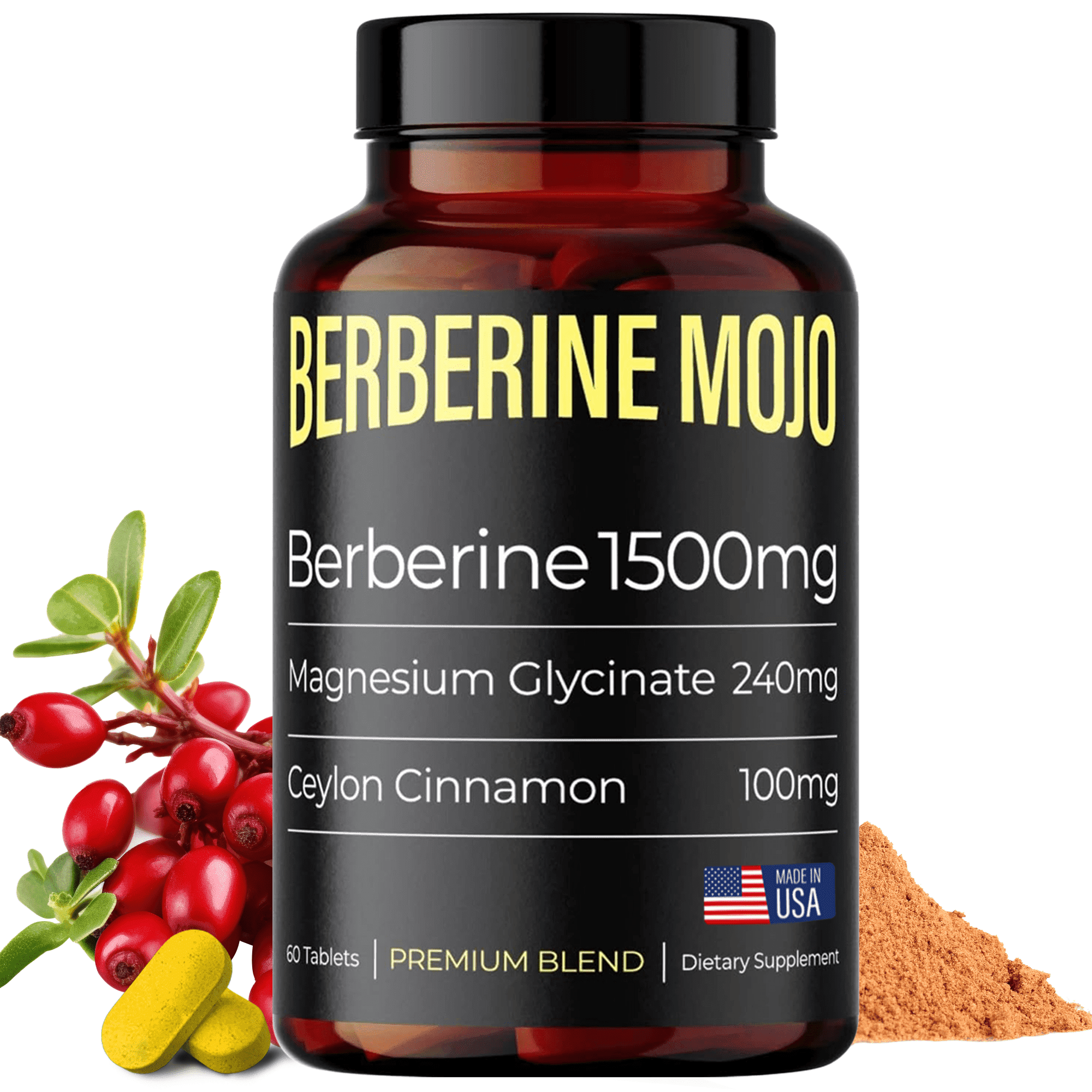 Berberine Mojo: 1500mg Berberine Supplement with Magnesium Glycinate ...