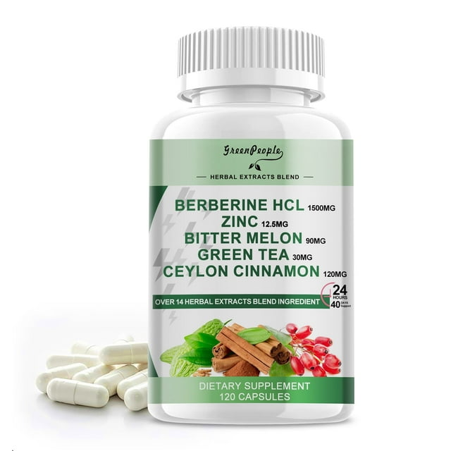 Berberine HCL 1500mg, 120 Capsules Berberine Supplement- Plus Bitter ...