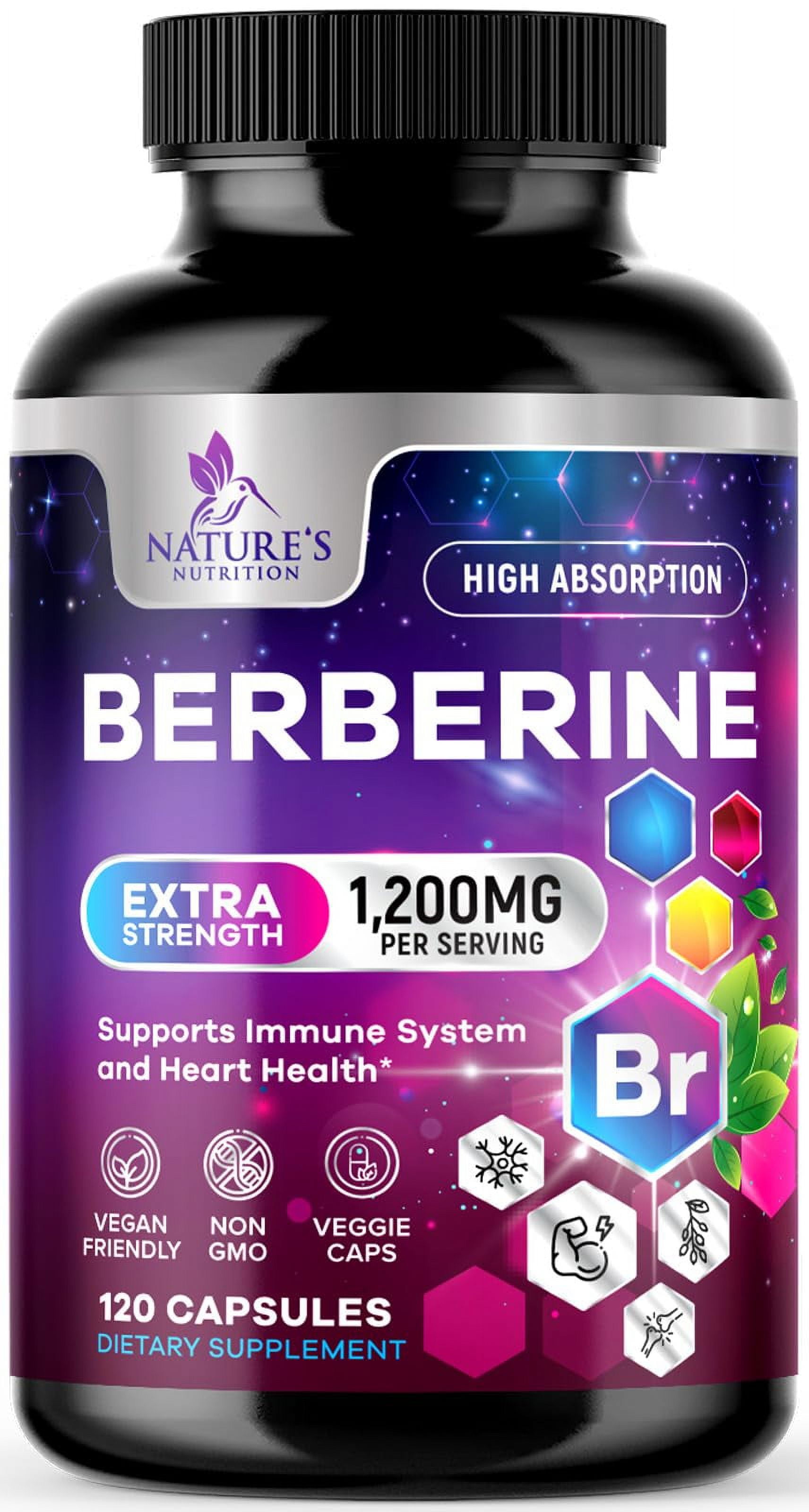 Berberine HCL Supplement 1200mg per Serving - High Absorption Heart ...