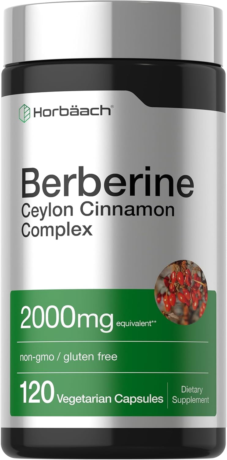 Horbaach's Berberine Plus Ceylon Cinnamon Supplement | 2000mg | 120 ...