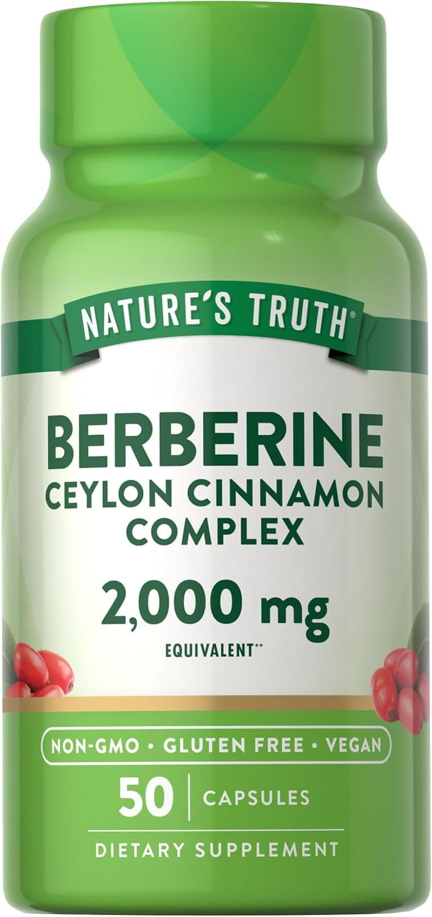 Nature's Truth Berberine with Ceylon Cinnamon Complex 2,000mg Vegan ...