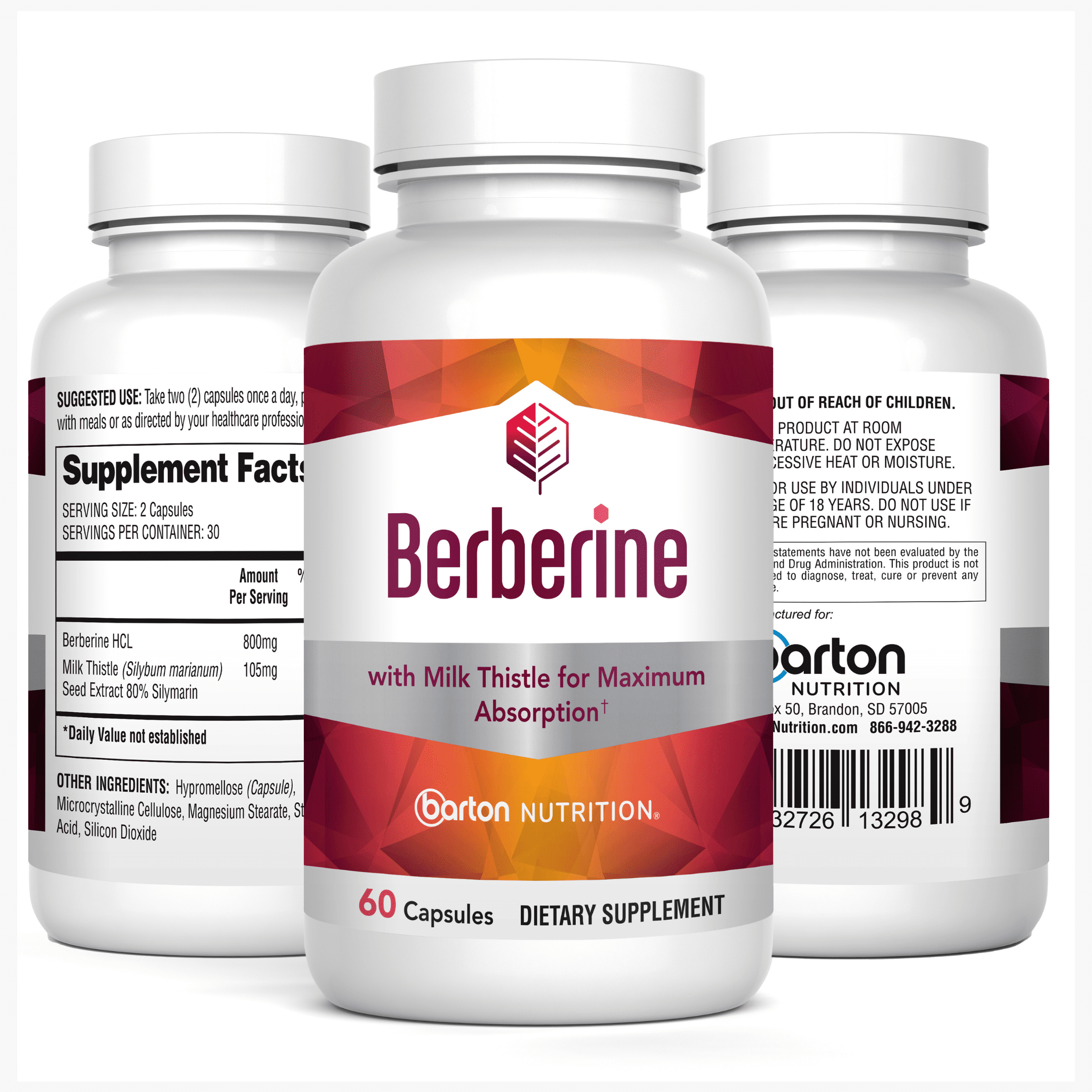 Barton Nutrition Berberine HCL 800mg, Blood Sugar Balance, Absorption ...